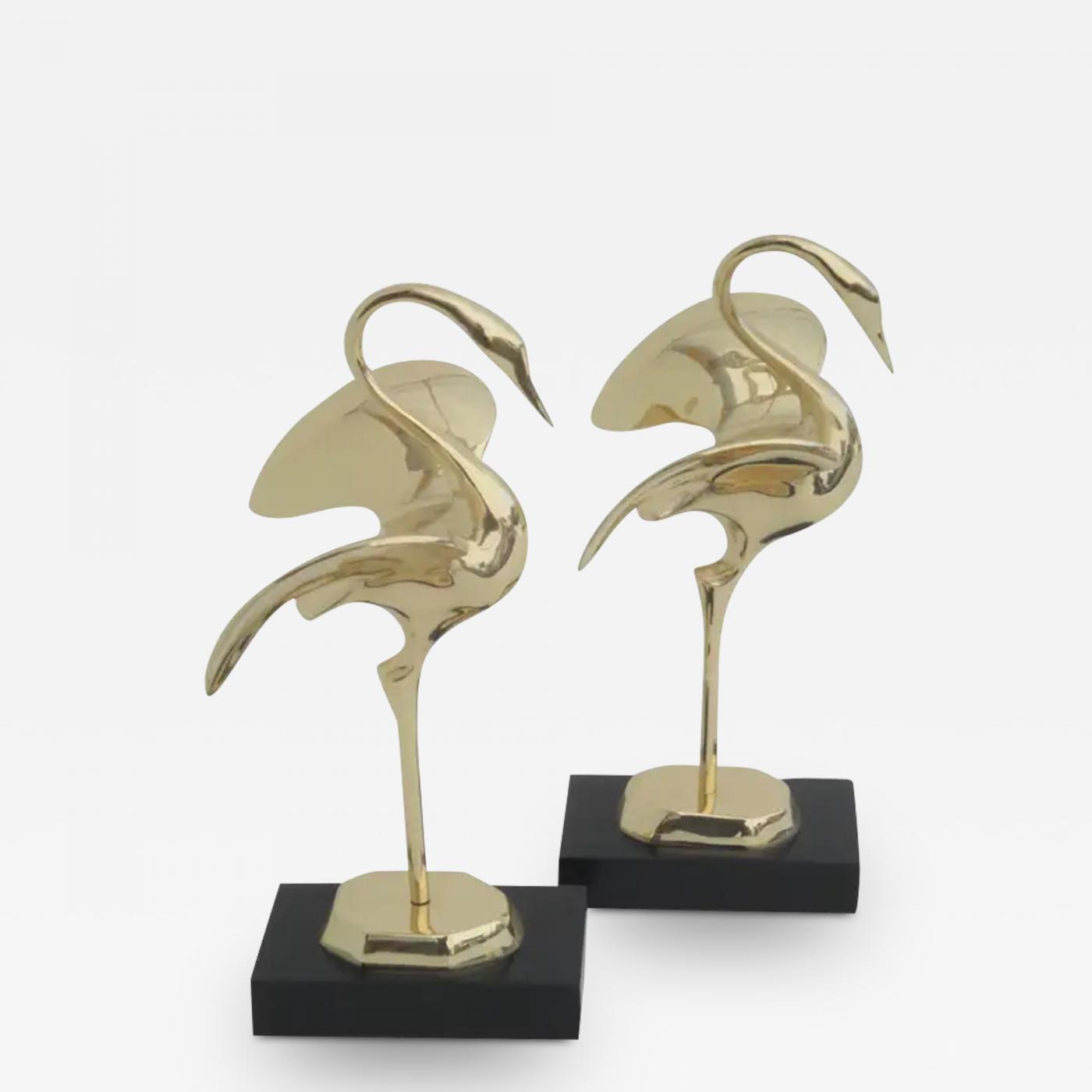 Pair of Decorative Polished Brass Modernist Cranes