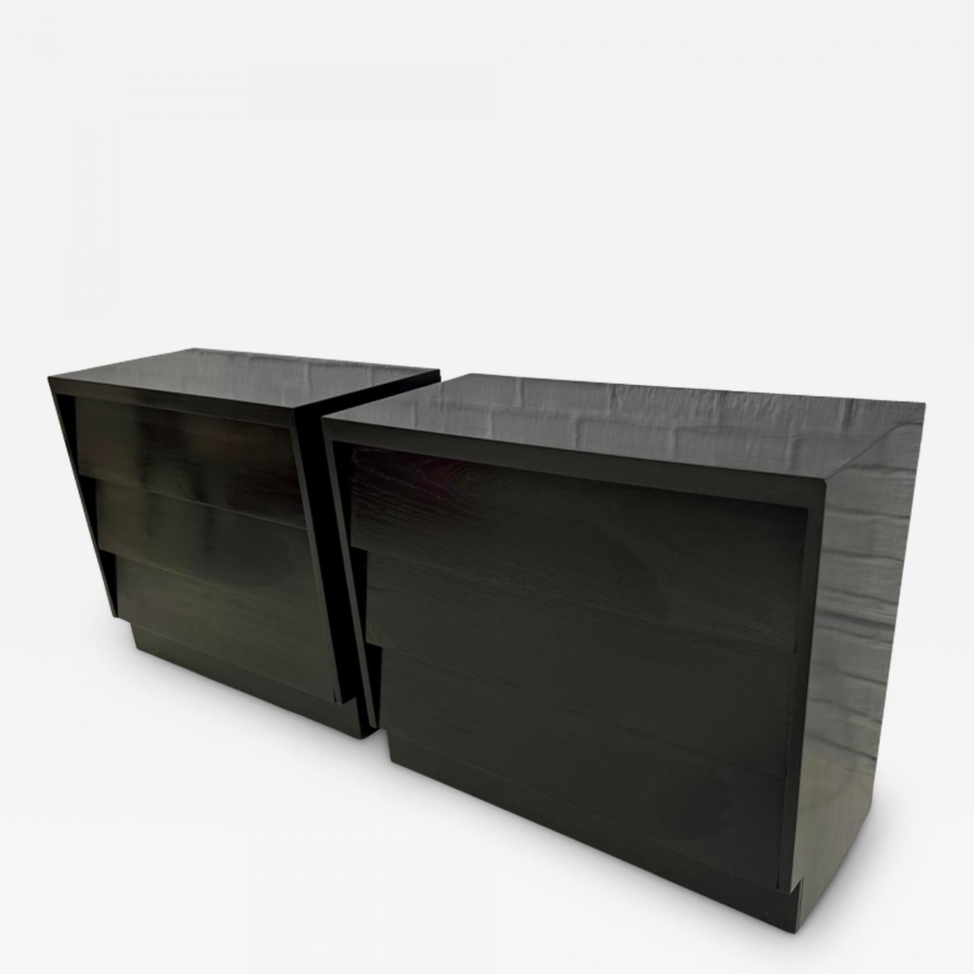 Pair of Ebony Art Deco Nightstand Commodes