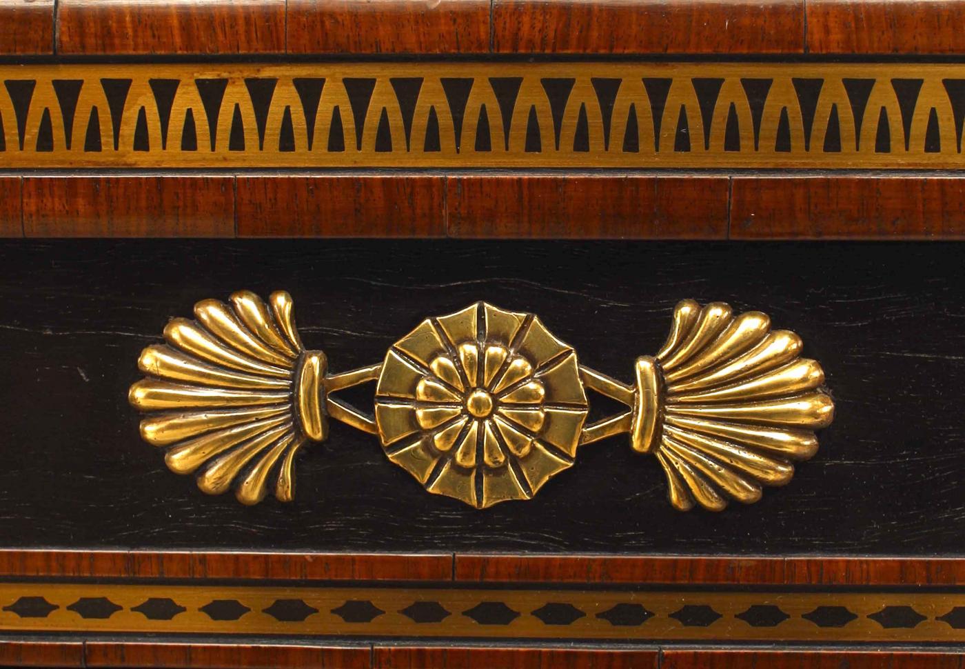 Pair of English Regency Style Ebonized Trill Doors Commodes