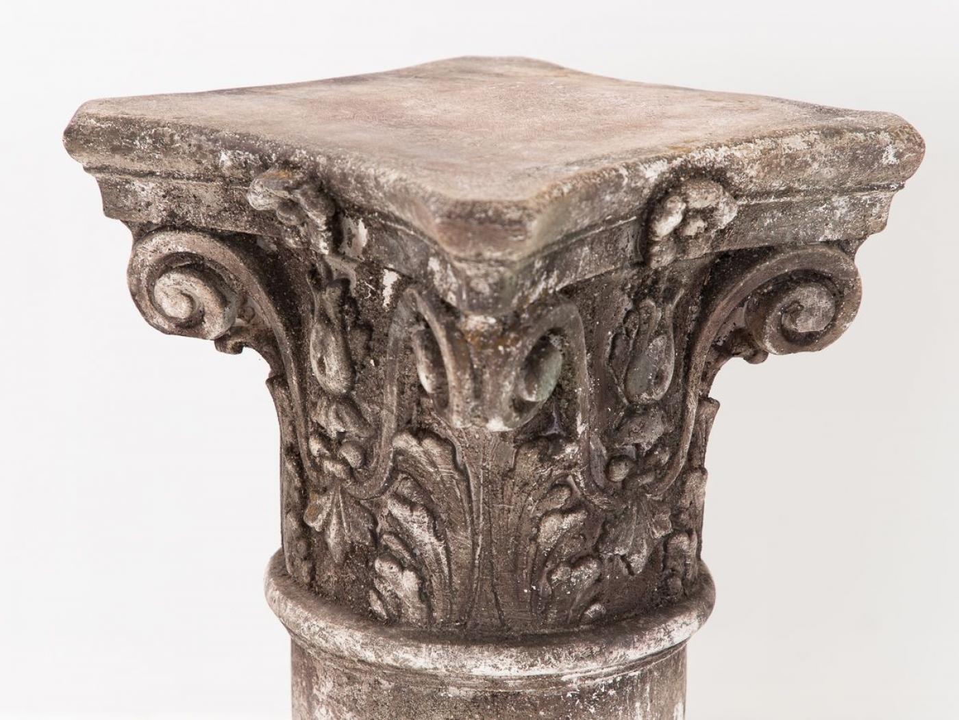 Pair of French Carved Limestone Columns, 20th Century