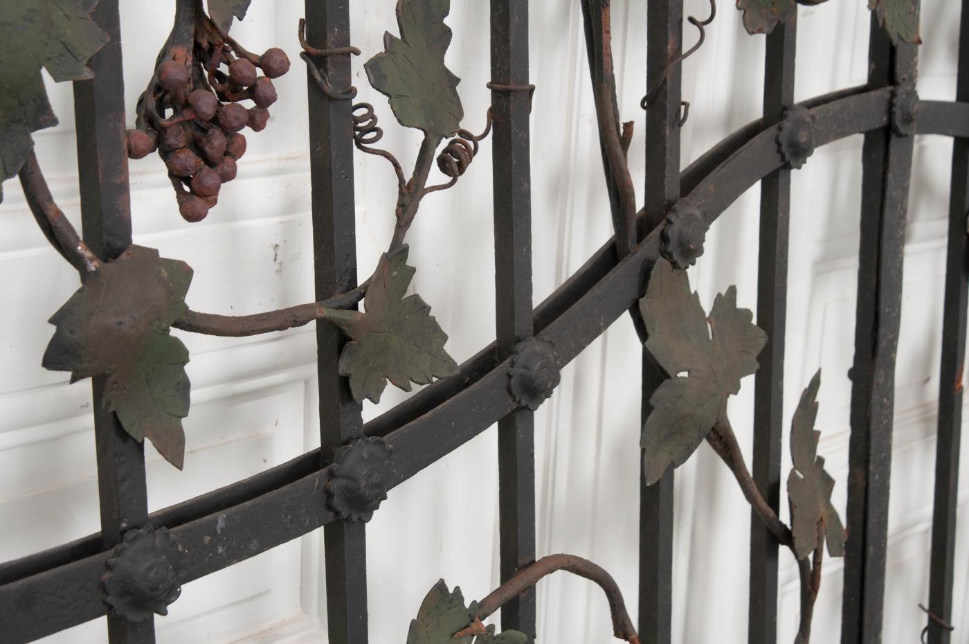 Pair of French Early 20th Century Painted Wrought-Iron “Grapevine” Gates