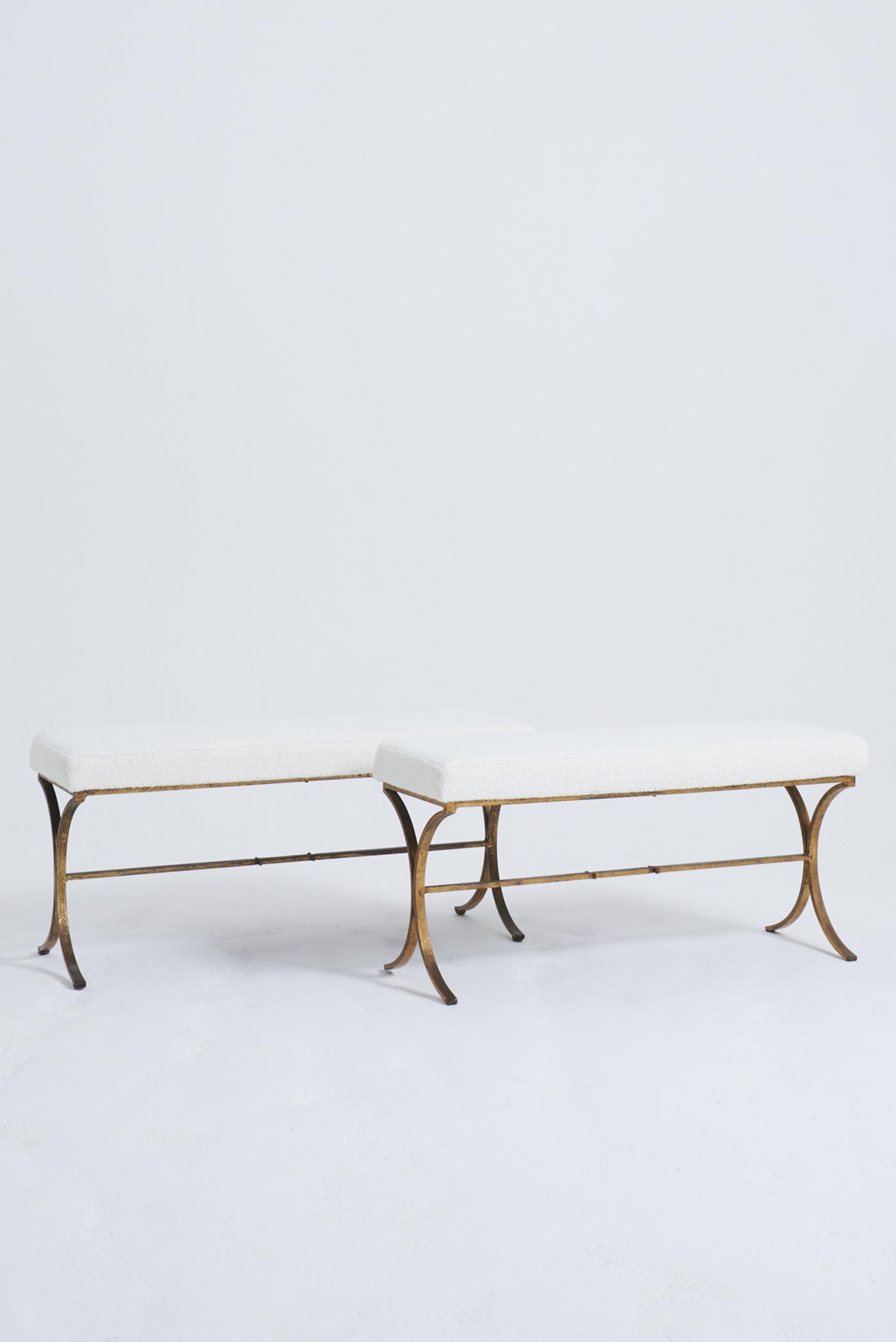 Pair of Gilt Iron Long Stools