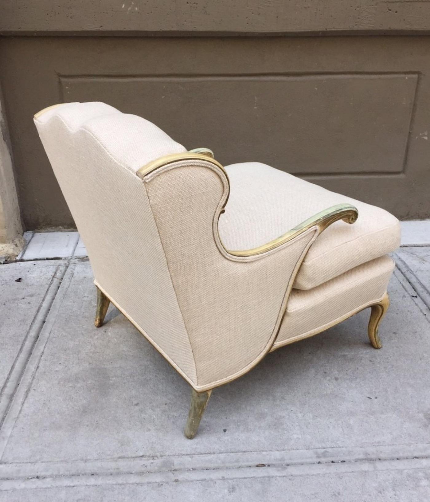 Pair of Gustavian Style Linen Lounge Chairs