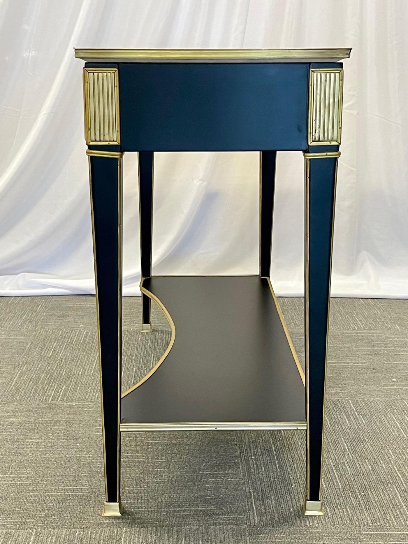 Pair of Hollywood Regency Neoclassical Ebony Console Tables, Manner Jansen