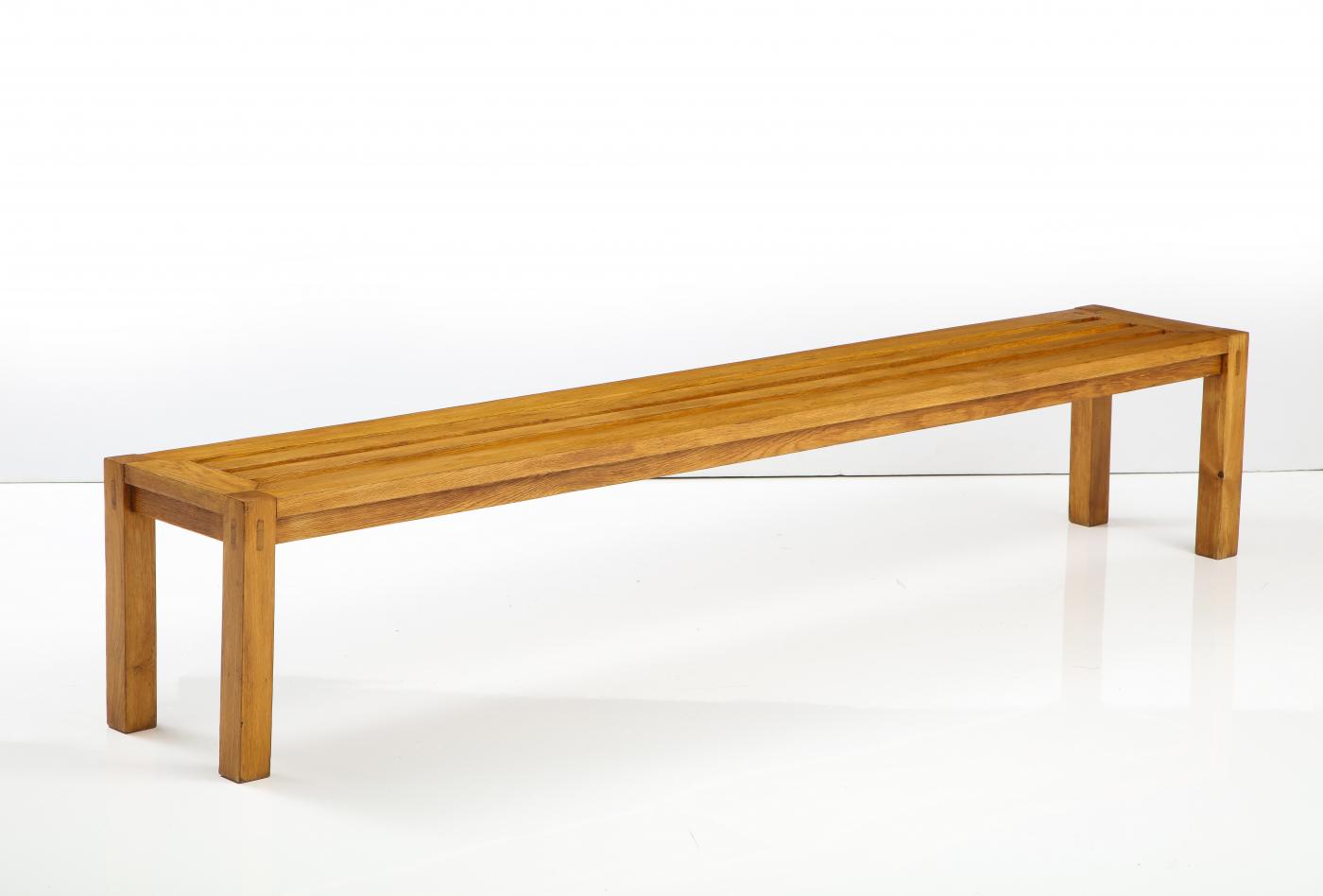 Pair of Italian 1960’s Very Long Oak Slat Benches