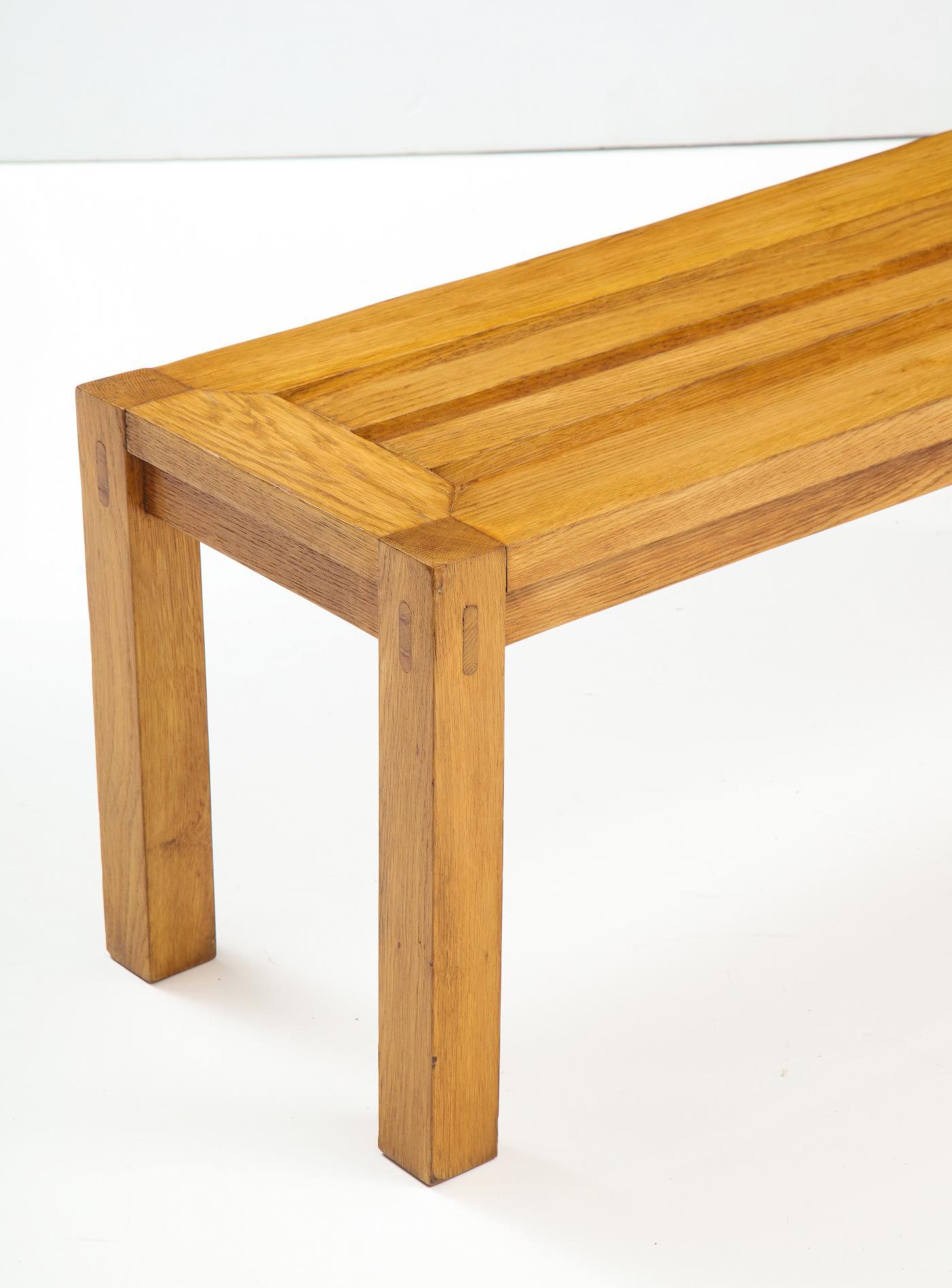 Pair of Italian 1960’s Very Long Oak Slat Benches