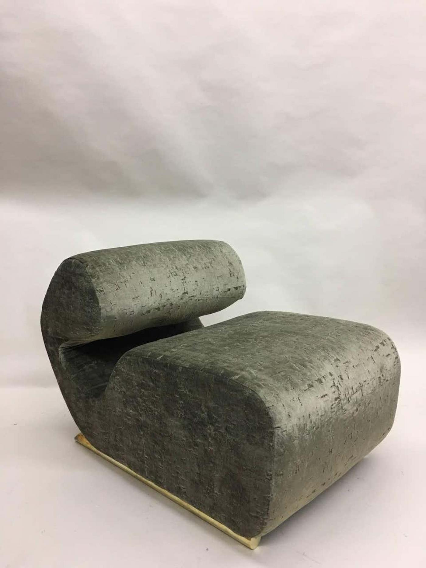 Pair of Italian Mid-Century Modern Curvilinear Lounge Chairs, 1970