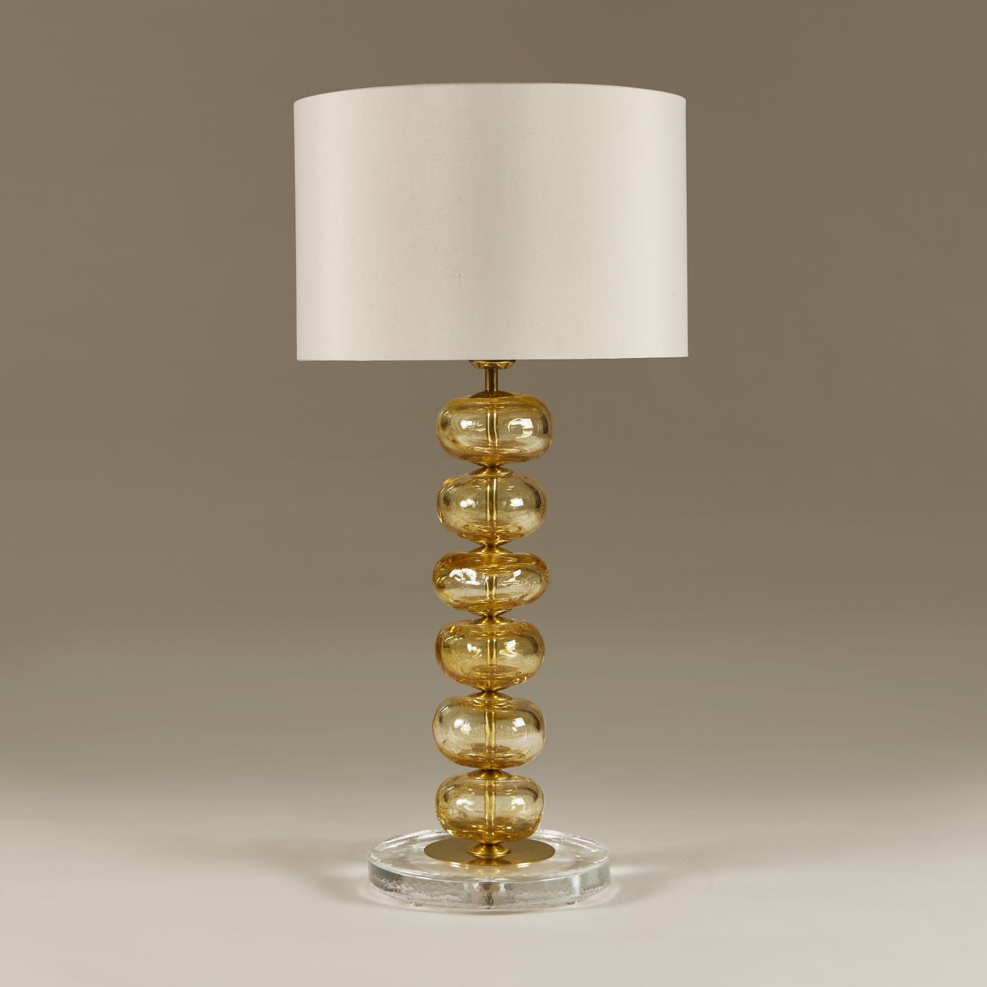 Pair of Italian Murano gold sculptured disk table lamps