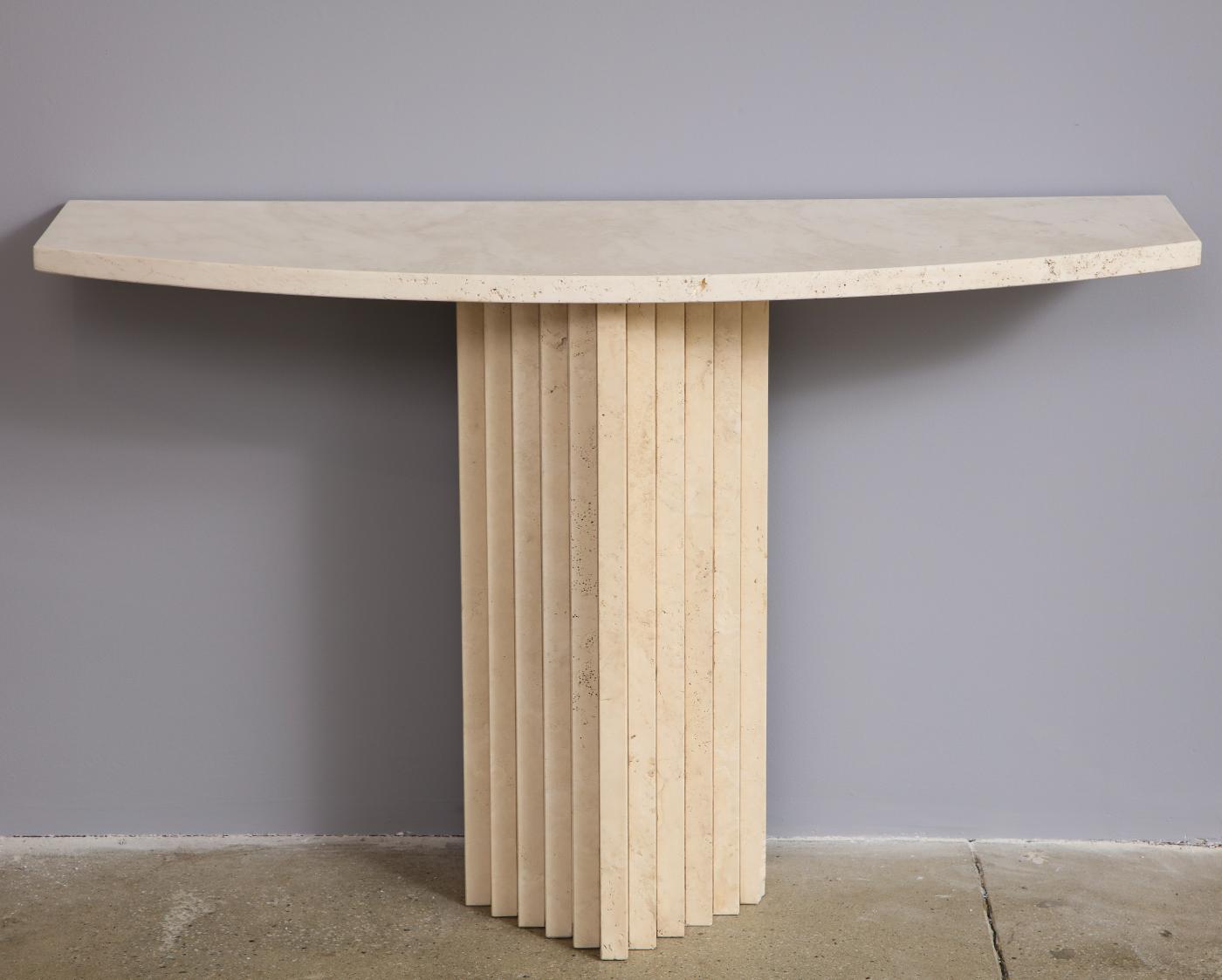 Pair of Italian Travertine Console Tables