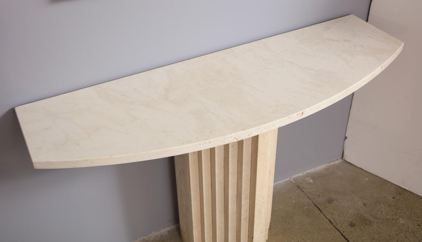 Pair of Italian Travertine Console Tables
