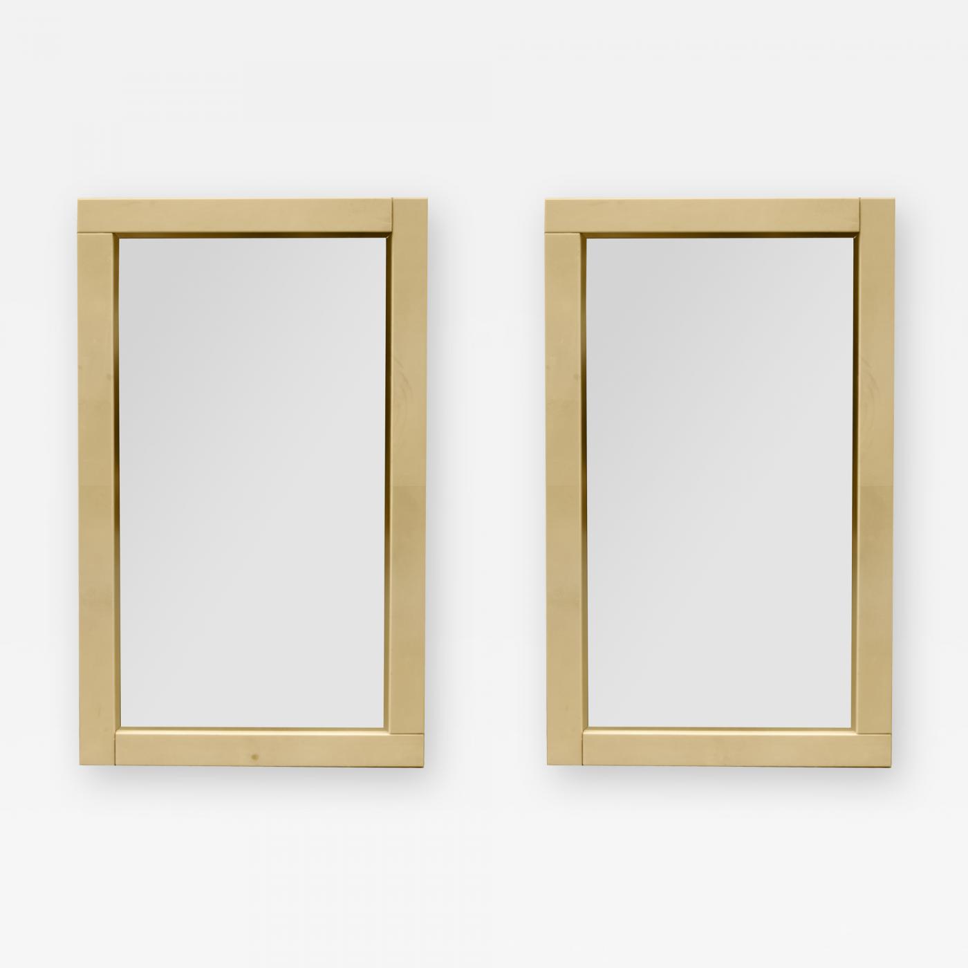 Pair of Lacquered Parchment Mirrors