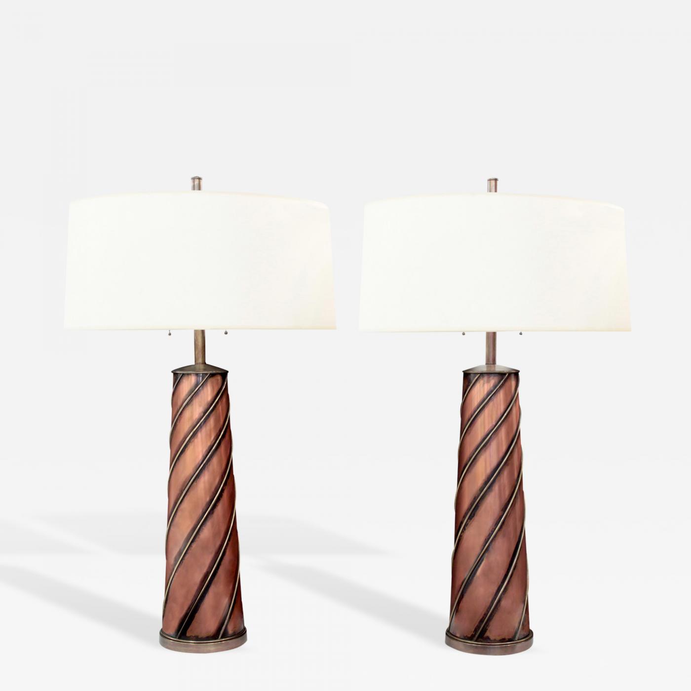 Pair of Large Copper Artisan Lamps