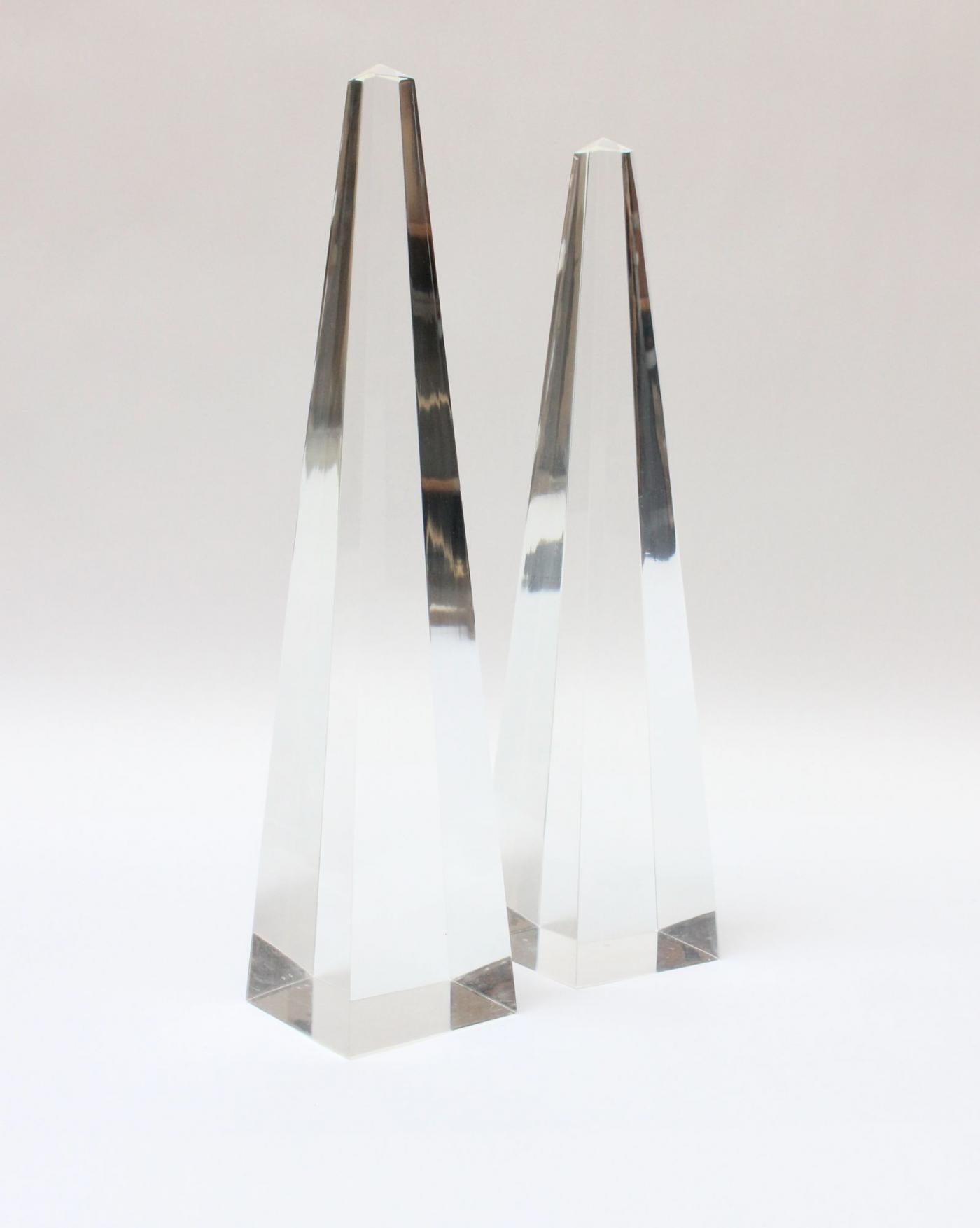 Pair of Large Vintage Lucite Decorative Obelisks