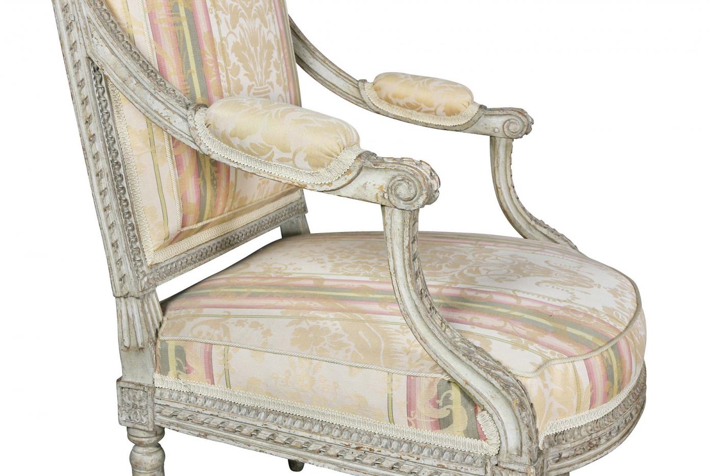 Pair of Louis XVI Painted Fauteuil by Claude Sene