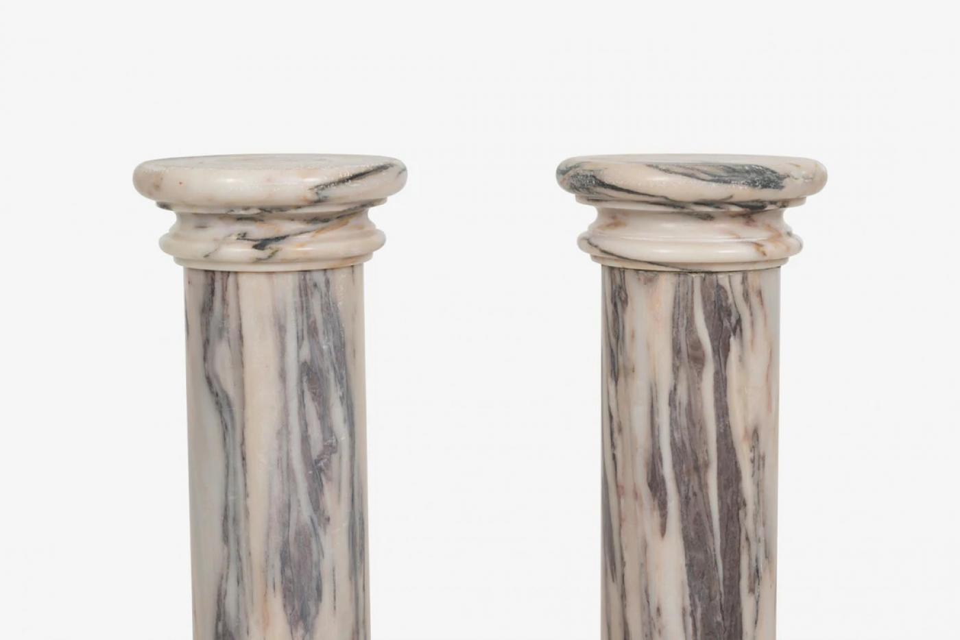 Pair of Marble Architectural Display Columns in Calacatta Pink Quarried ...