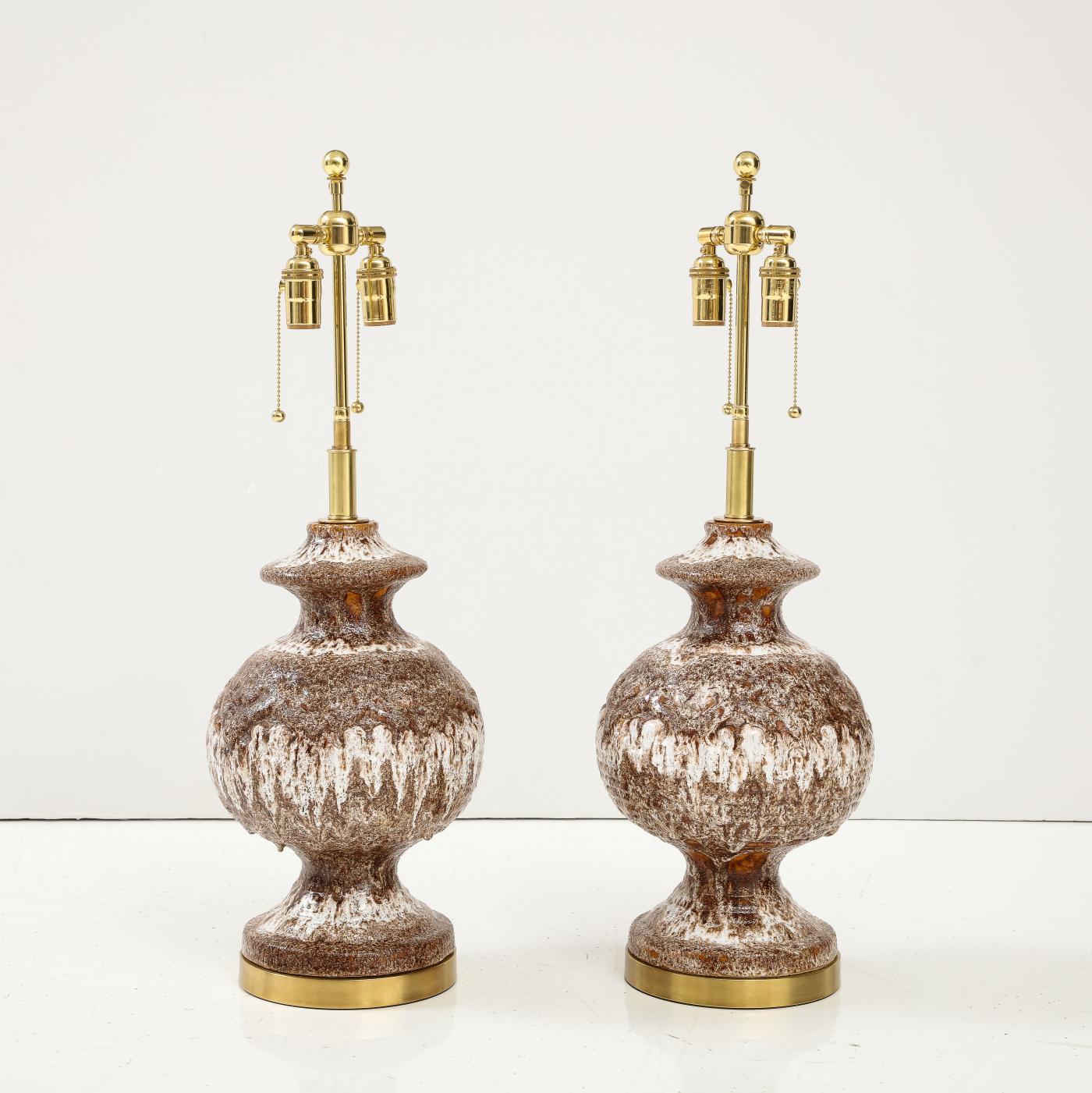 Pair of Mid - Century Large west German Glazed Ceramic Lamps