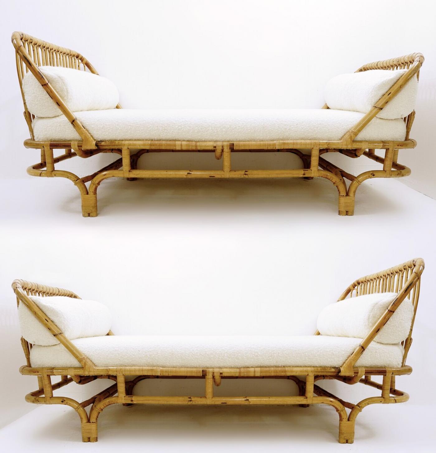 Pair of Mid Century Modern Italian Bamboo Daybeds