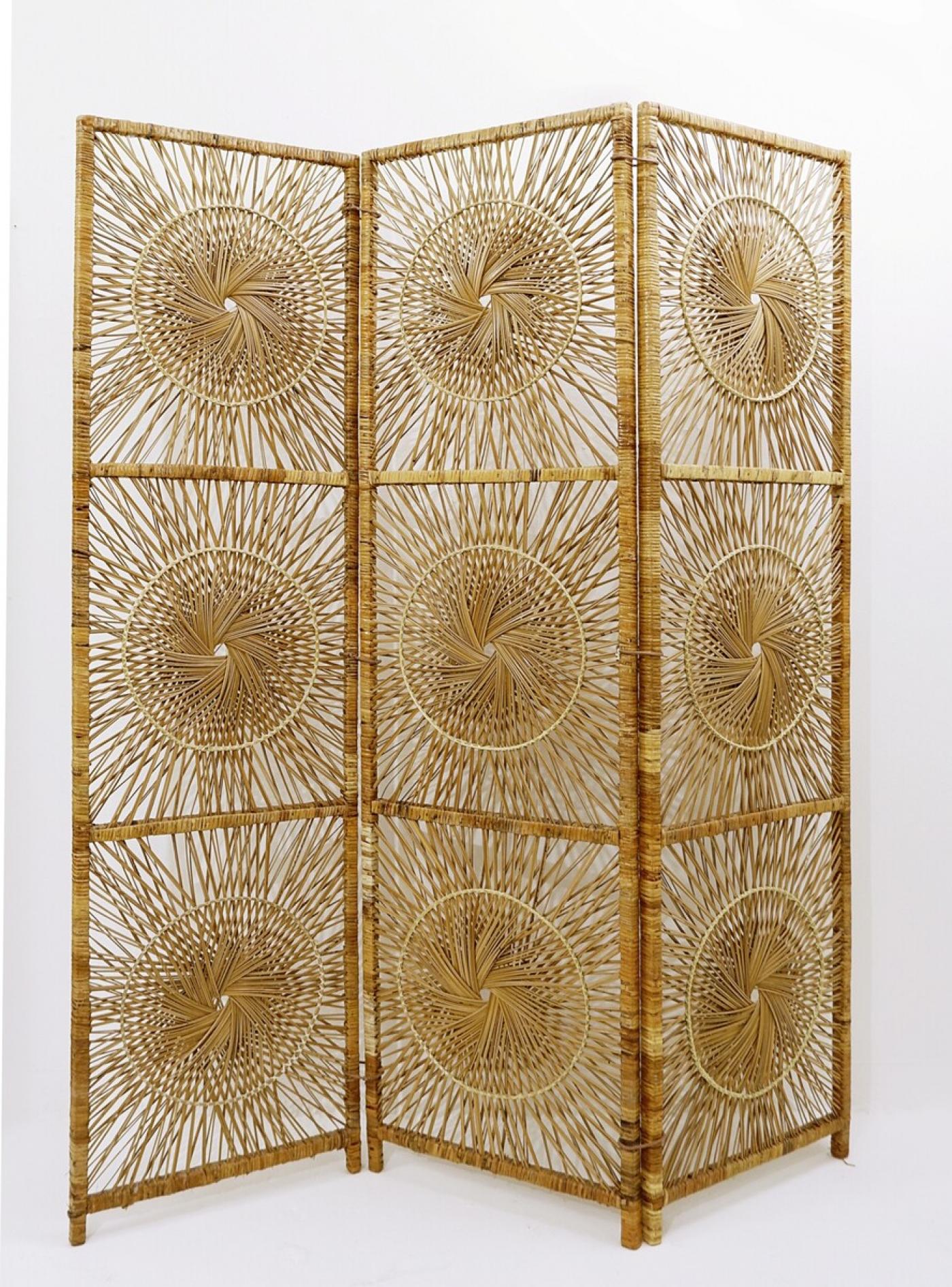 Pair of Mid Century Rattan Folding Screens