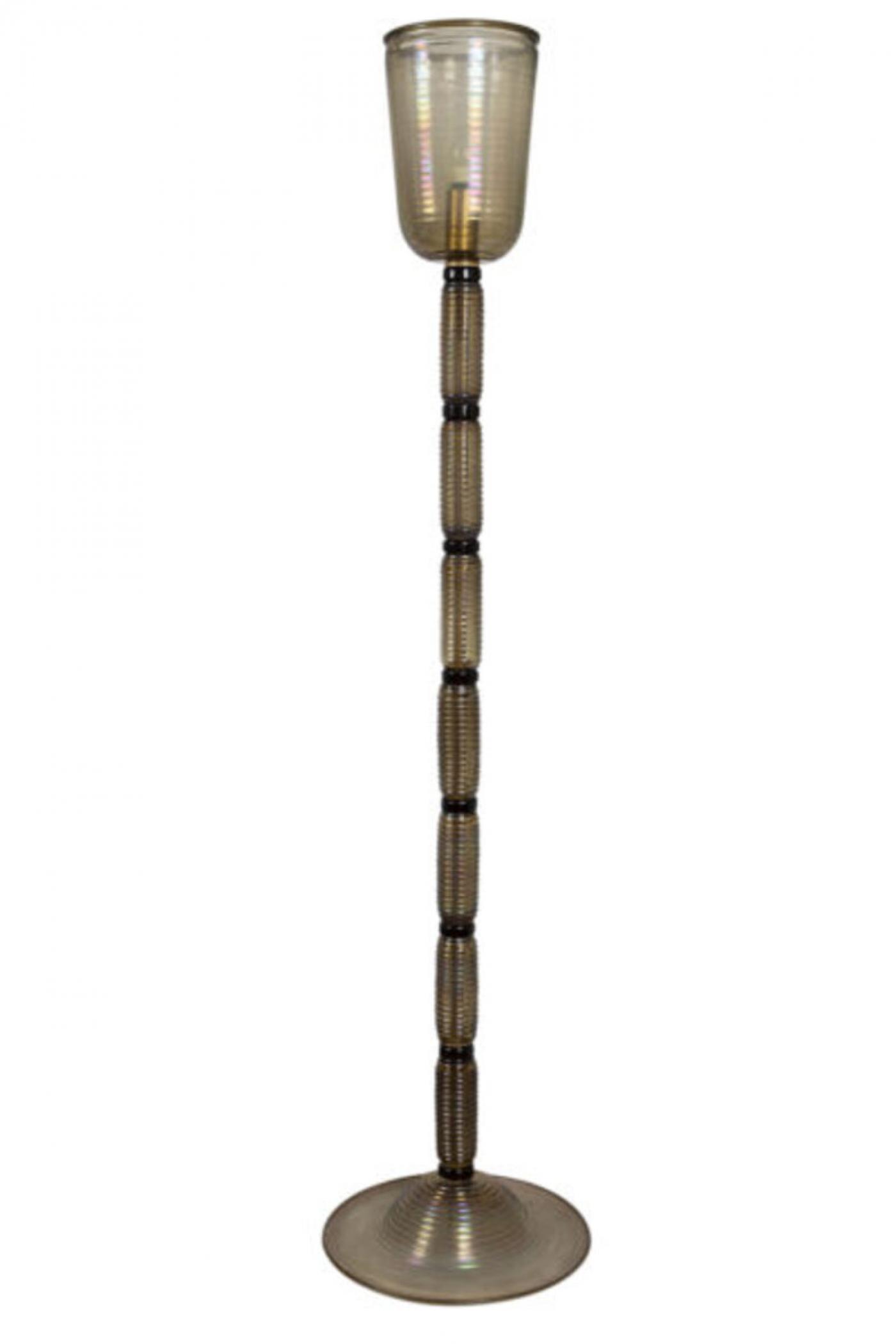 Pair of Mid Century Style Smoke Blown Torchiere Floor Lamps