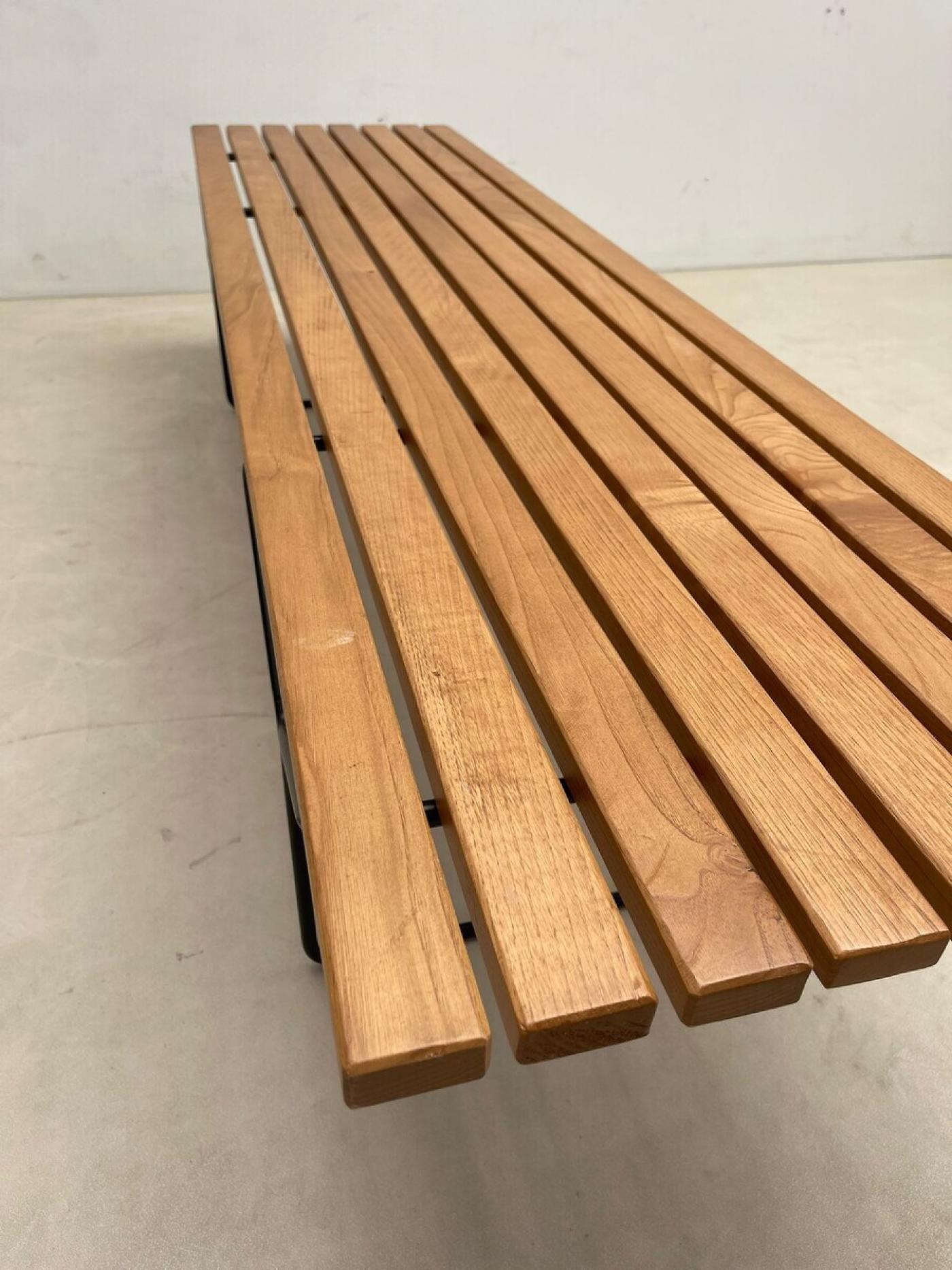 Pair of Mid Century Wooden Slatted Benches