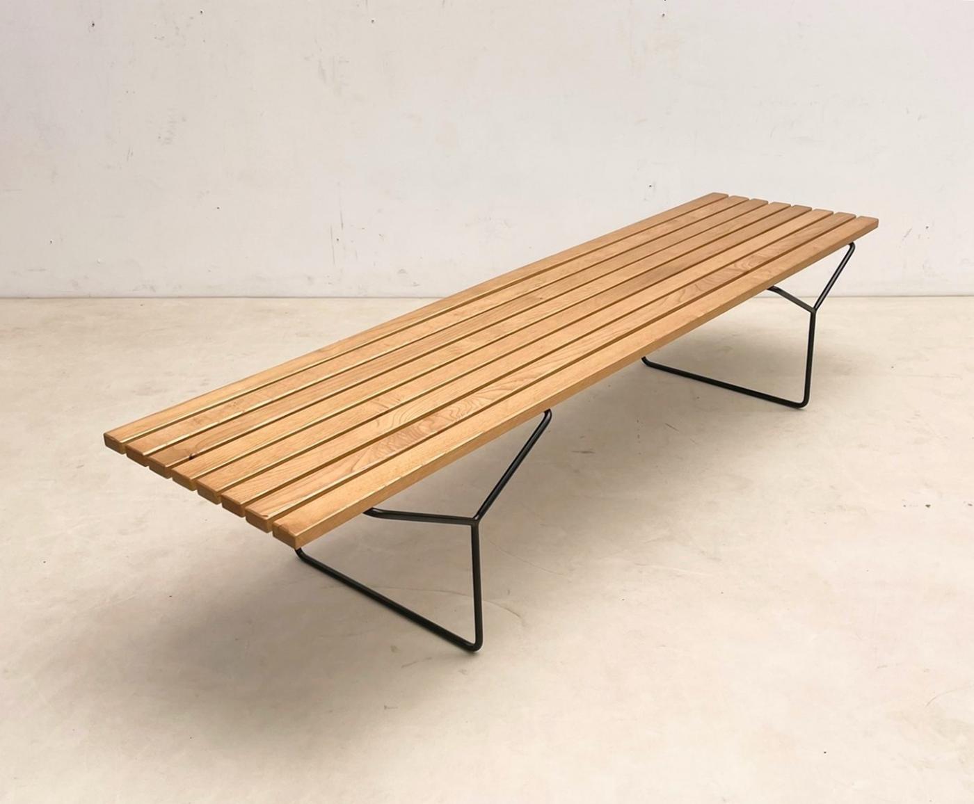 Pair of Mid Century Wooden Slatted Benches