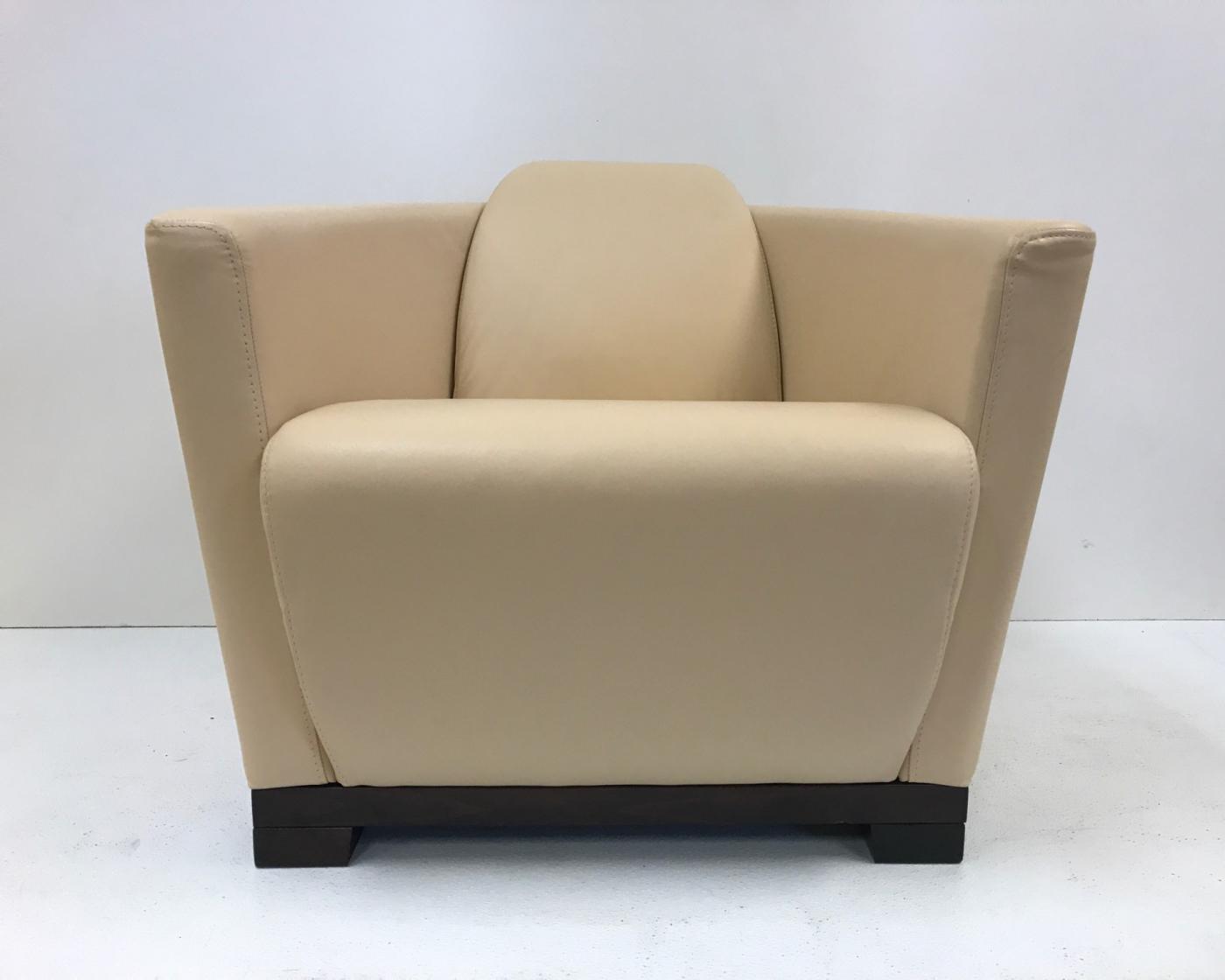 Pair of Modern Italian Leather Lounge Chairs