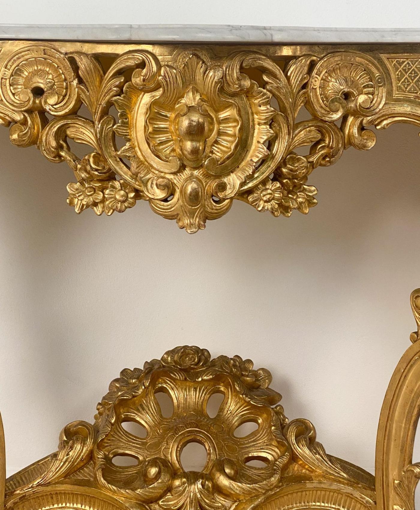 Pair of Napoleon III Rococo Style Consoles, France circa 1860