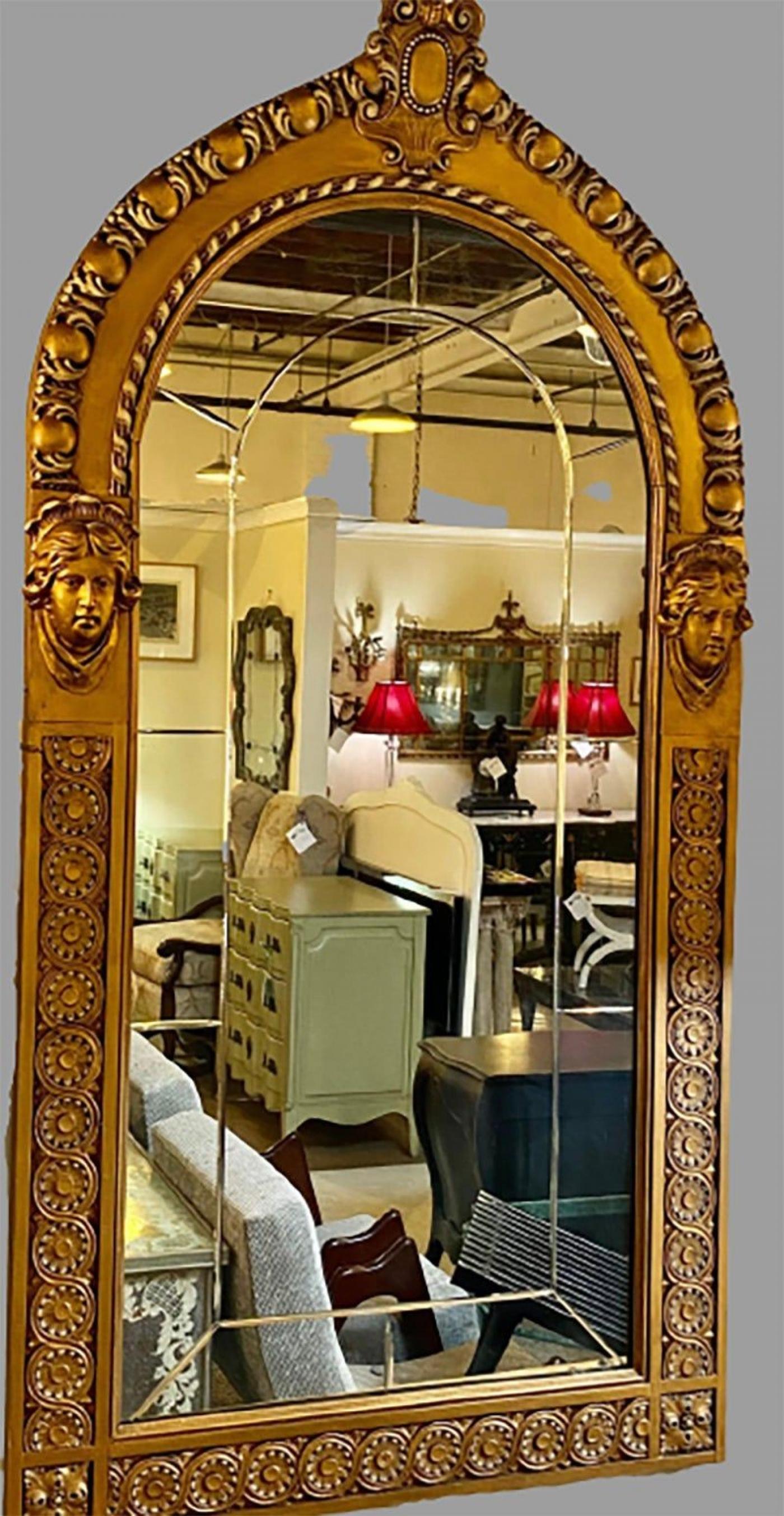 Pair of Neoclassical Wall or Console Mirrors, Giltwood Carved