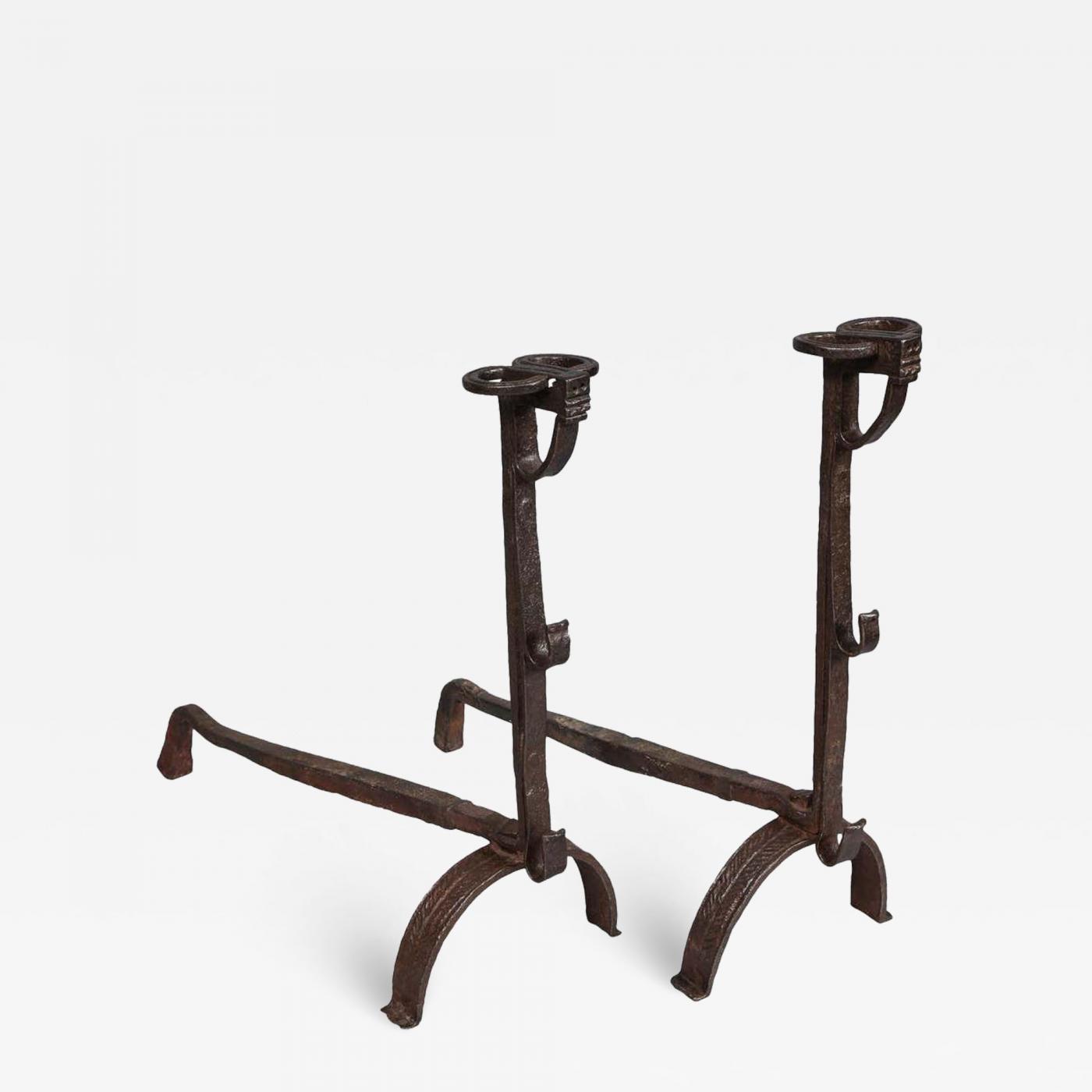 Pair of Ram's Head Andirons