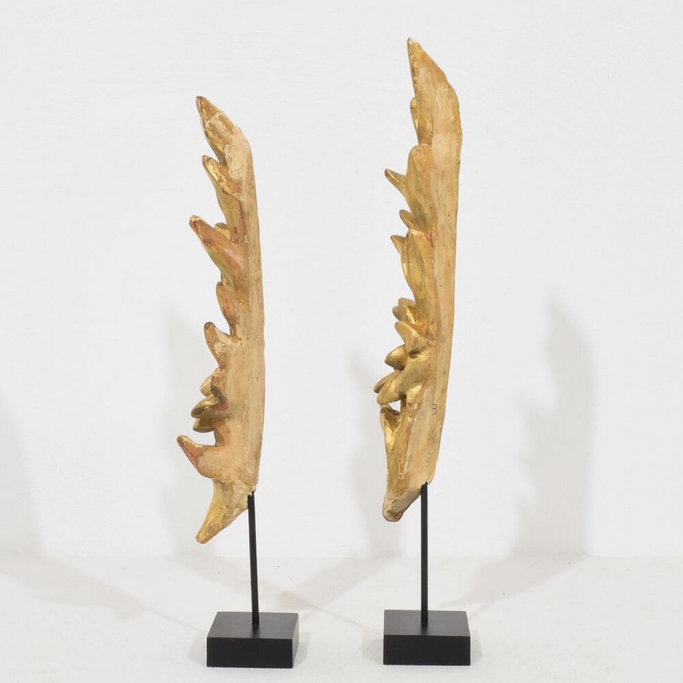 Pair of Small 19th Century Italian Carved Giltwood Baroque Style Ornaments