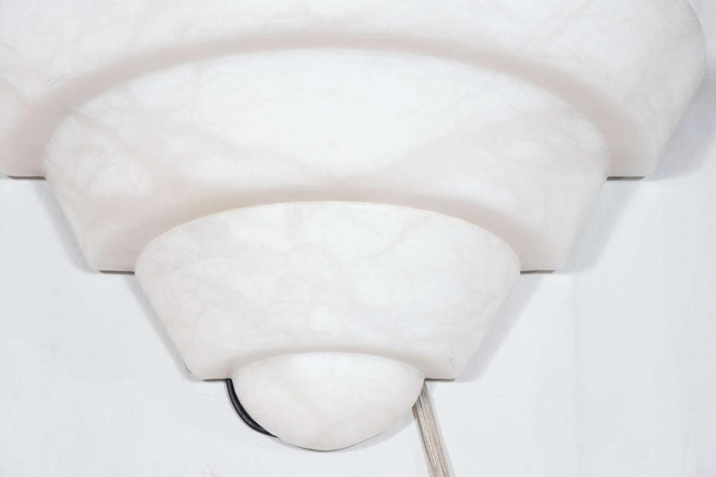 Pair of Sophisticated Art Deco Skyscraper Style Alabaster Sconces