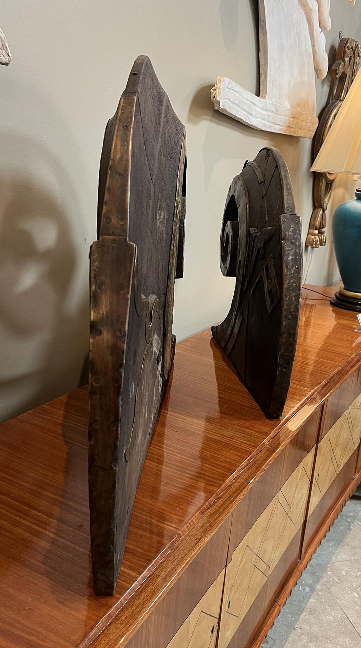 Pair of South Indian Hand-Carved Fore and Aft Indian Snake Boat Prows