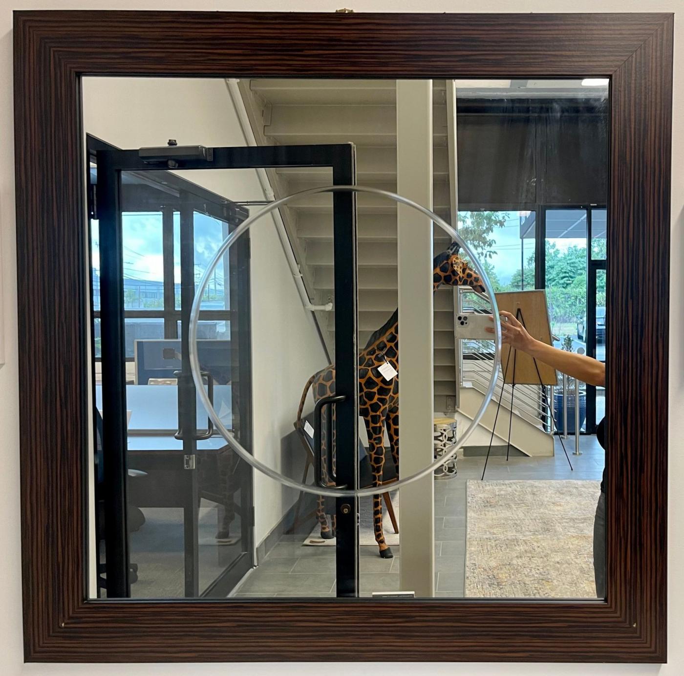 Pair of Square Maccasar Faux Art Deco Style Wall / Console Mirror