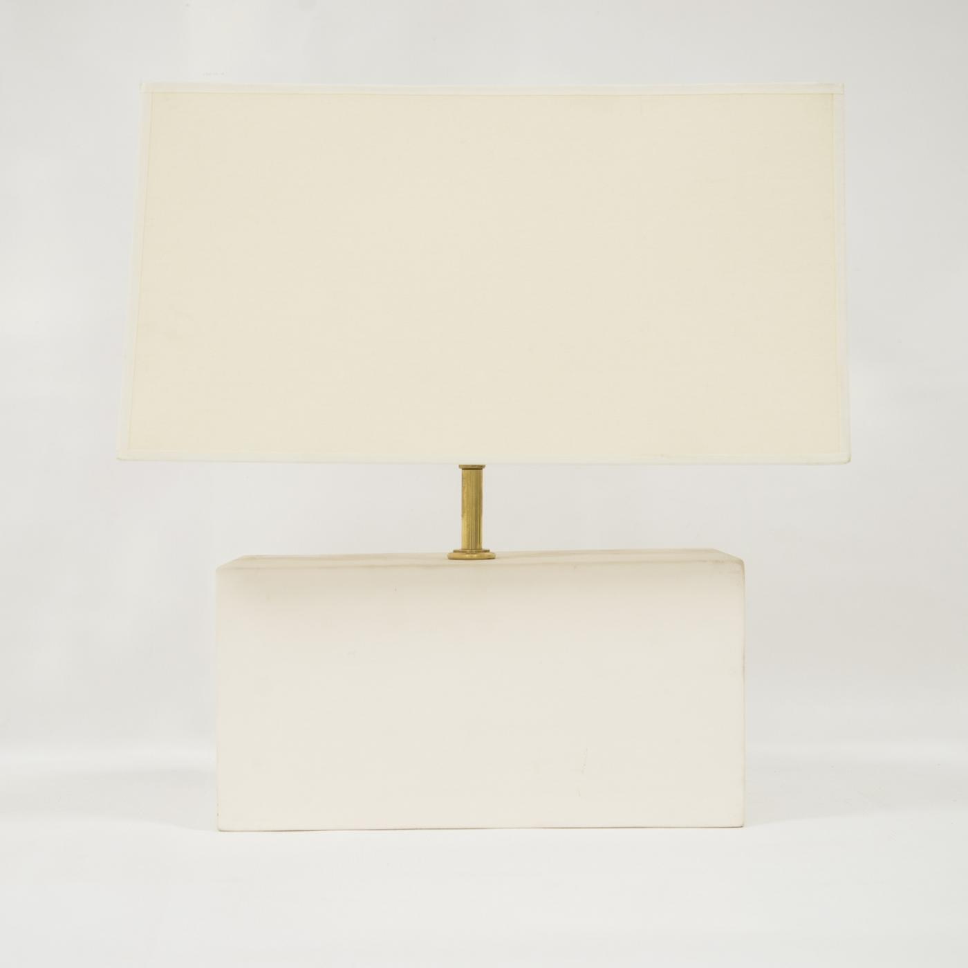 Pair of White rectangular ceramic lamps, Manufacture Desvres, circa 1950