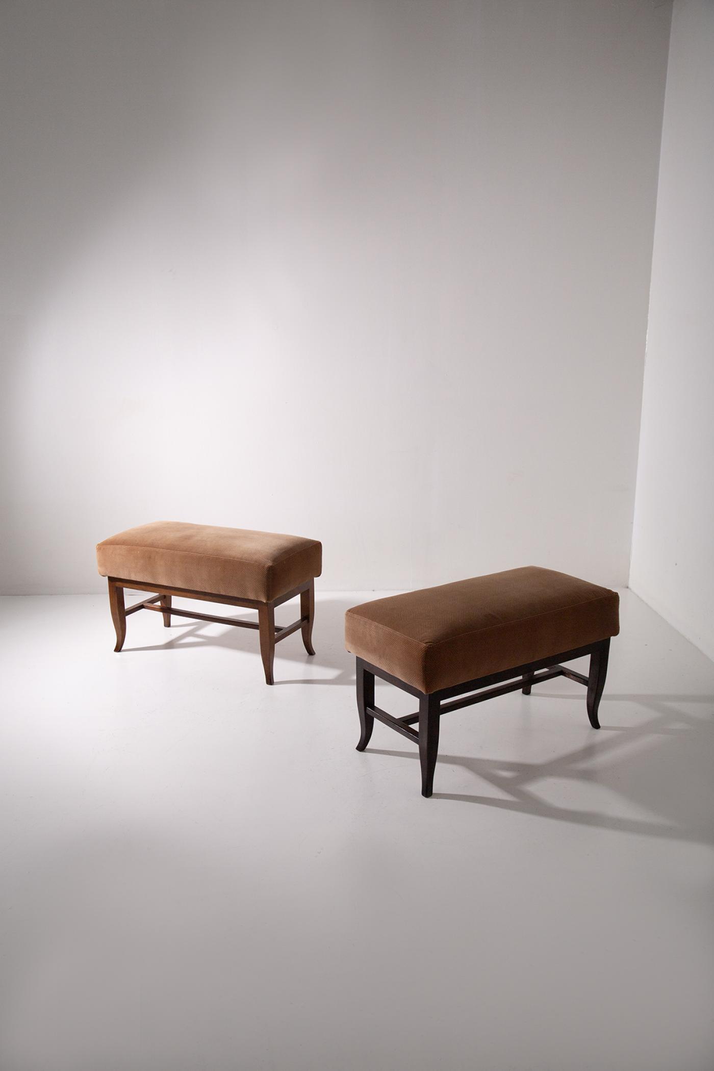 Pair of vintage Italian poufs with original fabric of the time in ...