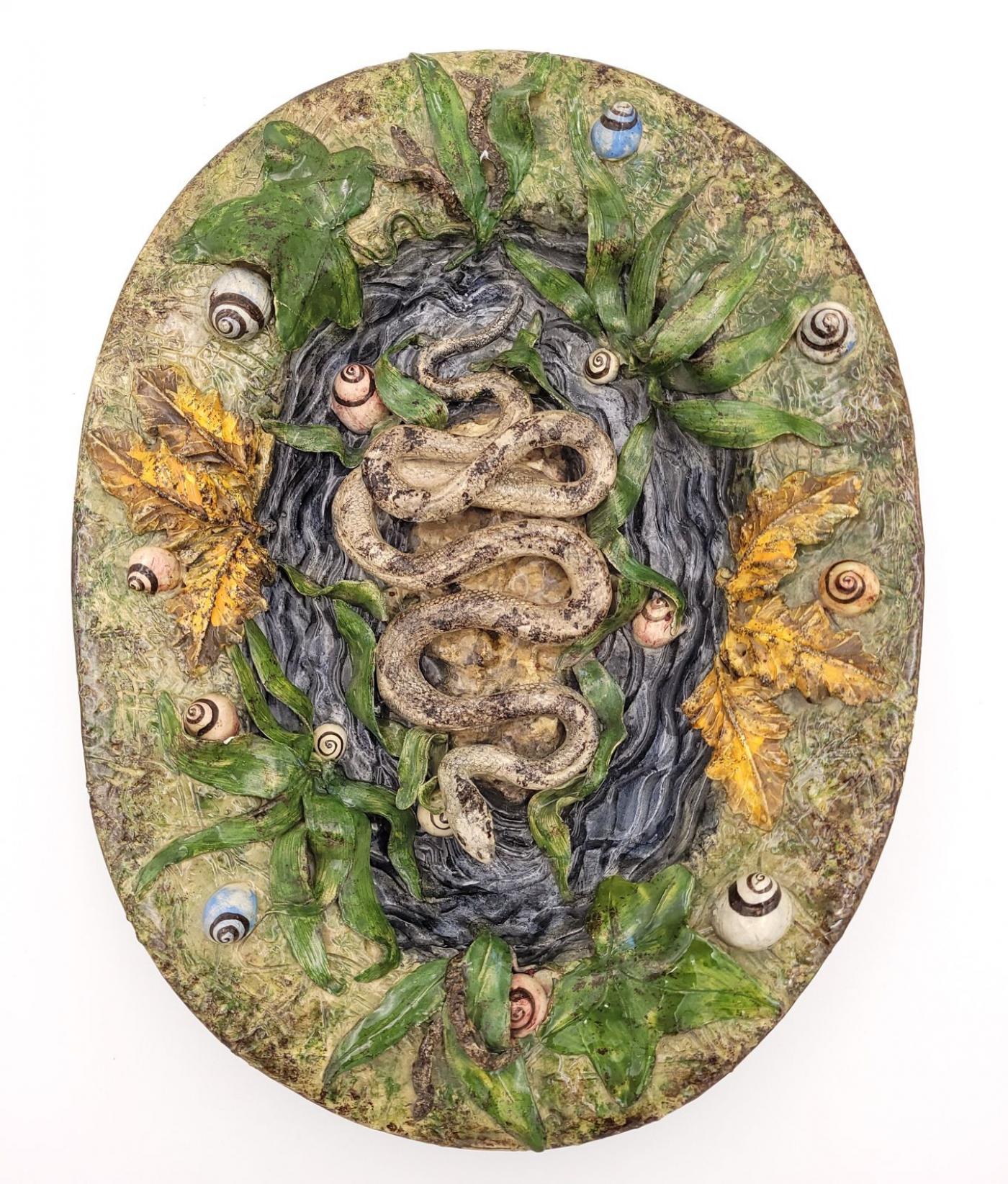 Palissy Ware / Palissy Majolica - Palissy Style Oval Platter, circa 1970