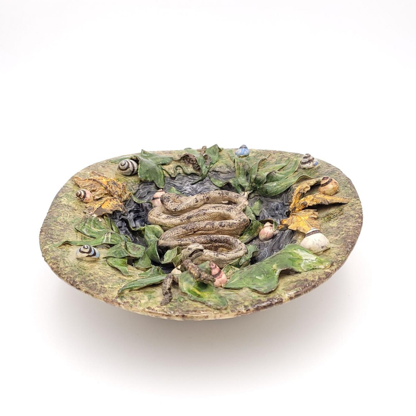 Palissy Ware / Palissy Majolica - Palissy Style Oval Platter, circa 1970