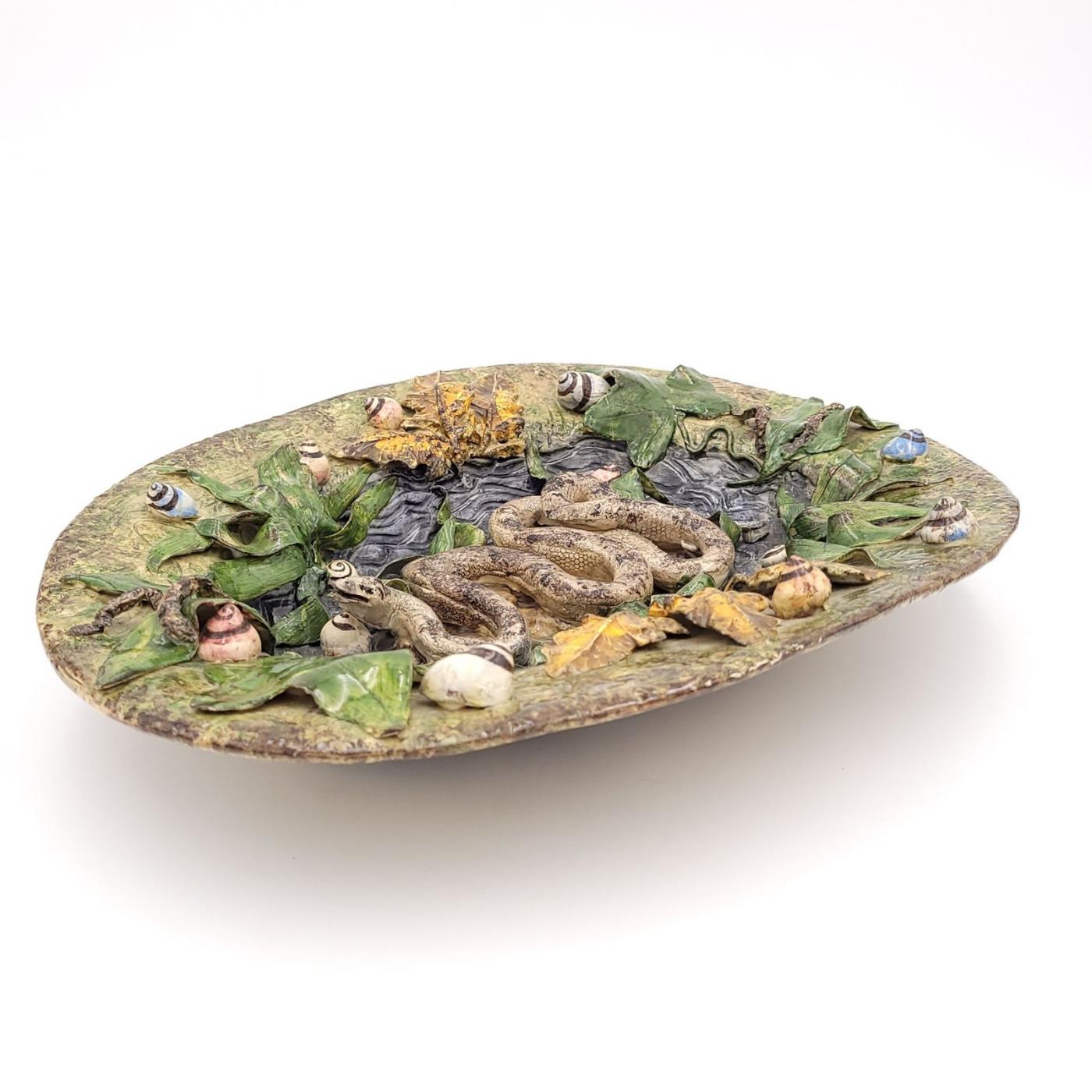 Palissy Ware / Palissy Majolica - Palissy Style Oval Platter, circa 1970