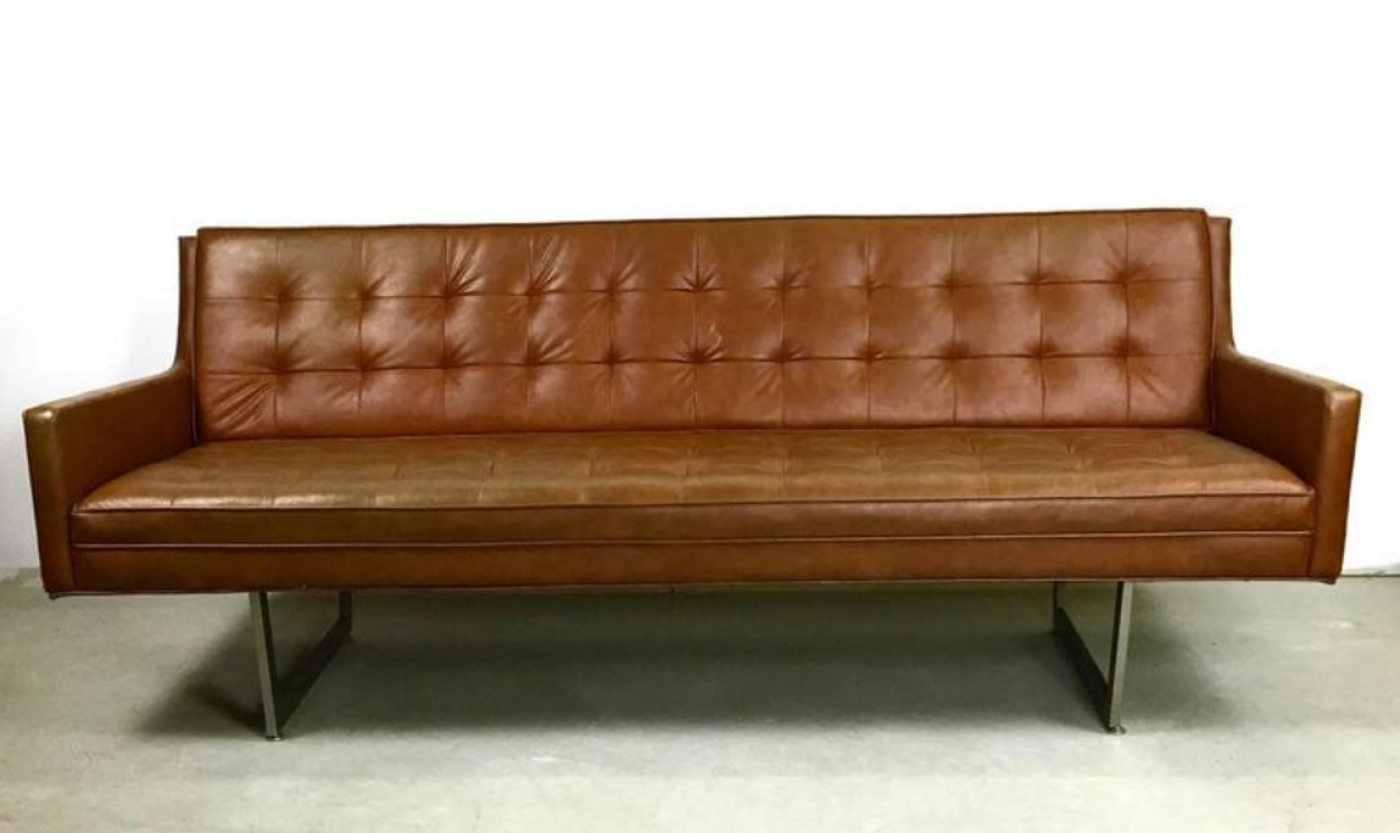 Patrician Furniture Co. - Cinnamon Brown Sled Base Sofa by Patrician