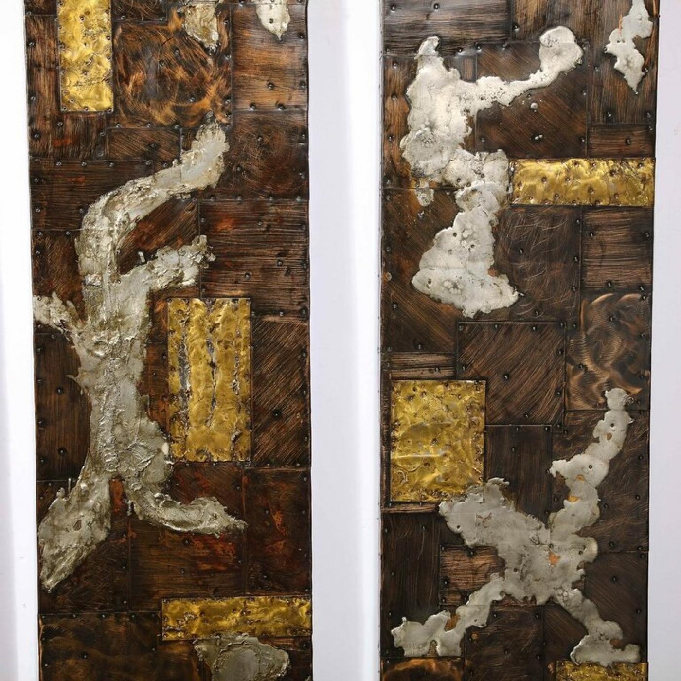 Paul Evans - Brutalist 4 Panel Wall Mounted Sculpture in Mixed Metal ...