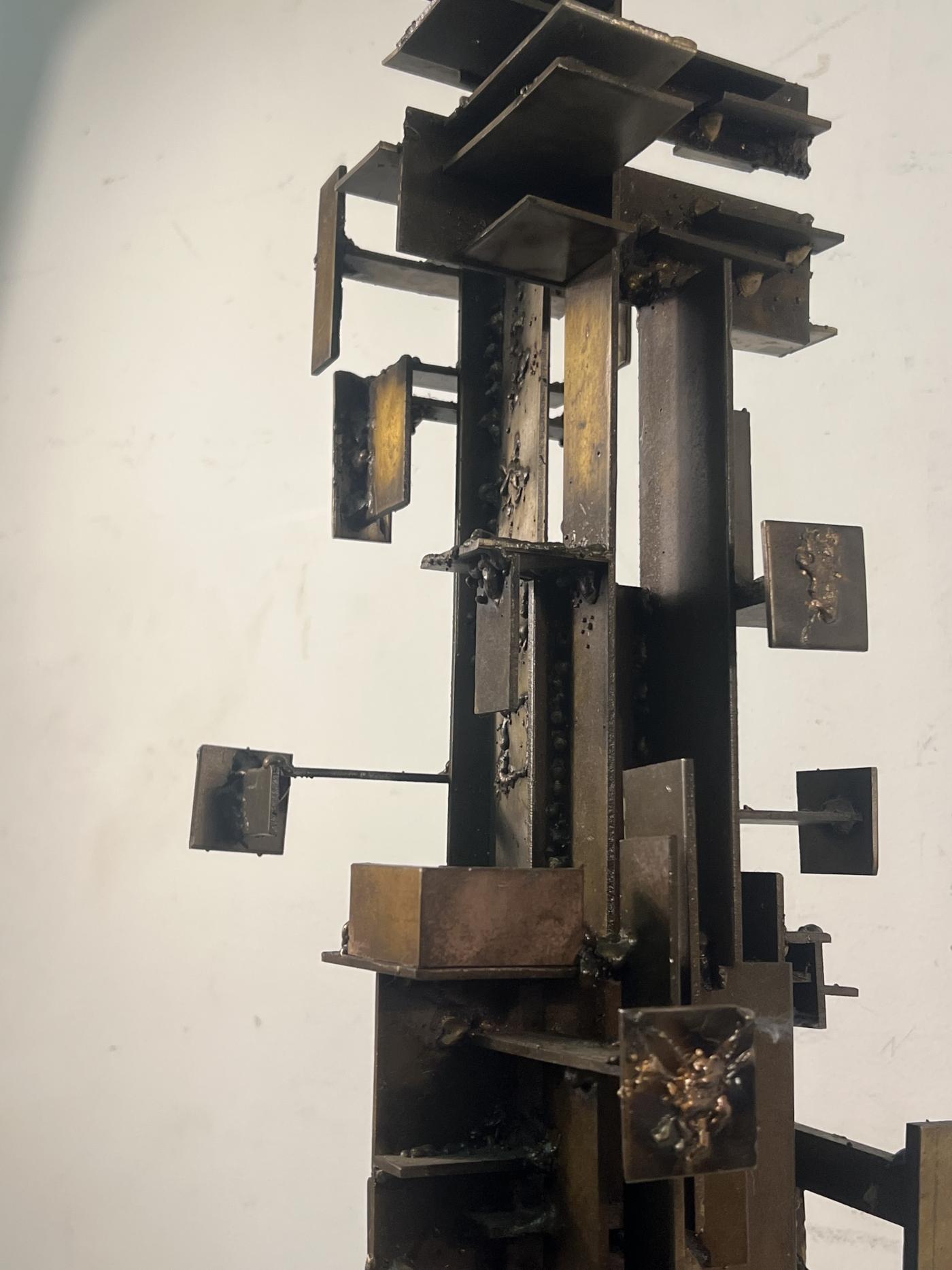 Paul Evans - MID CENTURY BRUTALIST SCULPTURE ON STAND IN THE MANNER OF ...