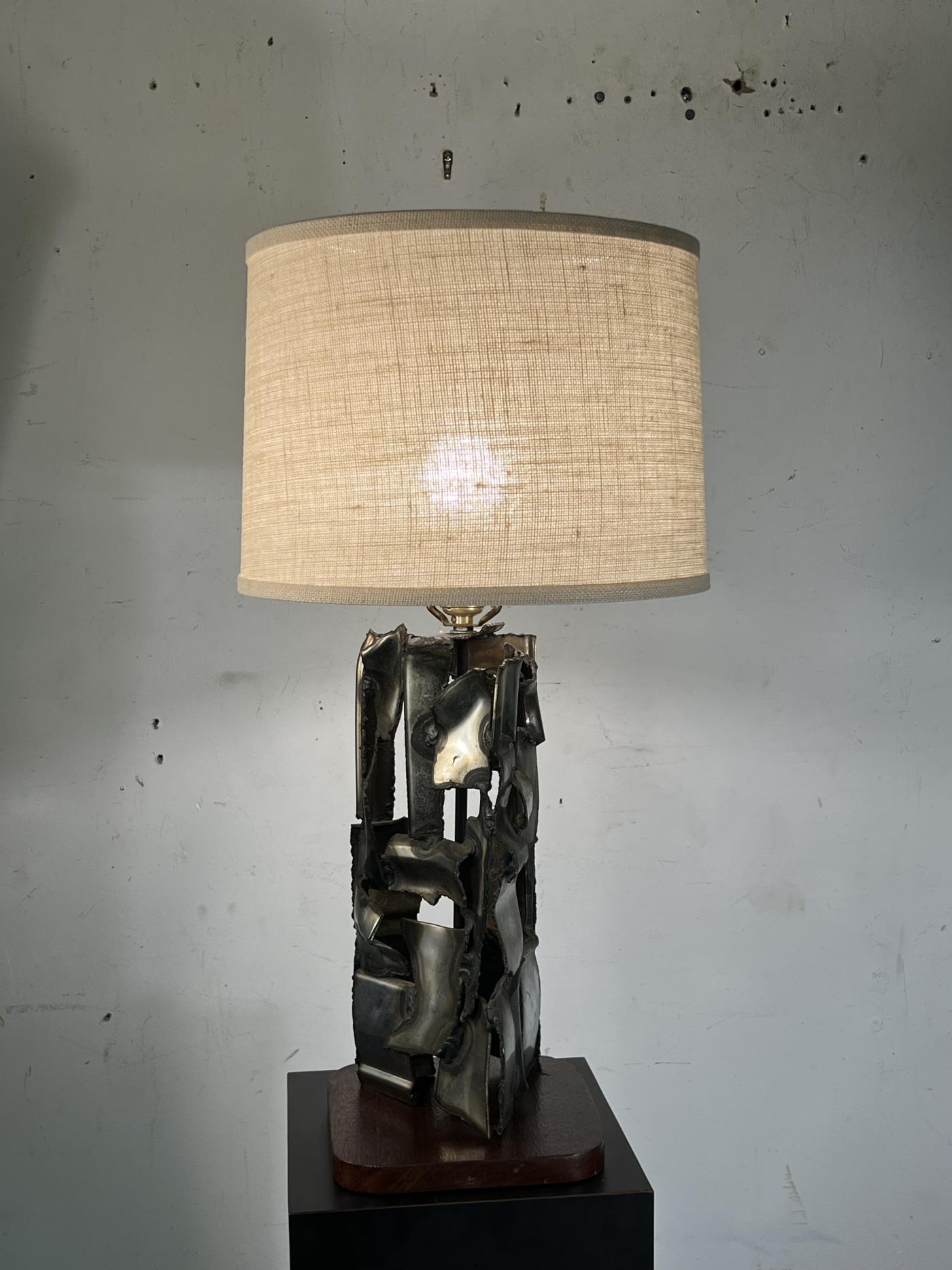Paul Evans - MID CENTURY BRUTALIST WELDED TORCH CUT LAMP IN THE STYLE ...