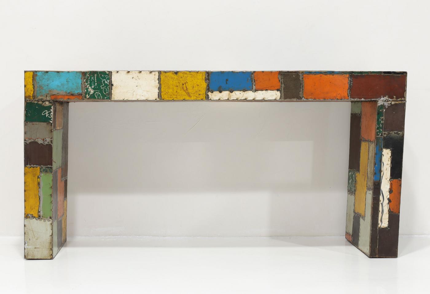 Paul Evans - Reclaimed Aluminum Patchwork Console from the Jim Carrey Collection