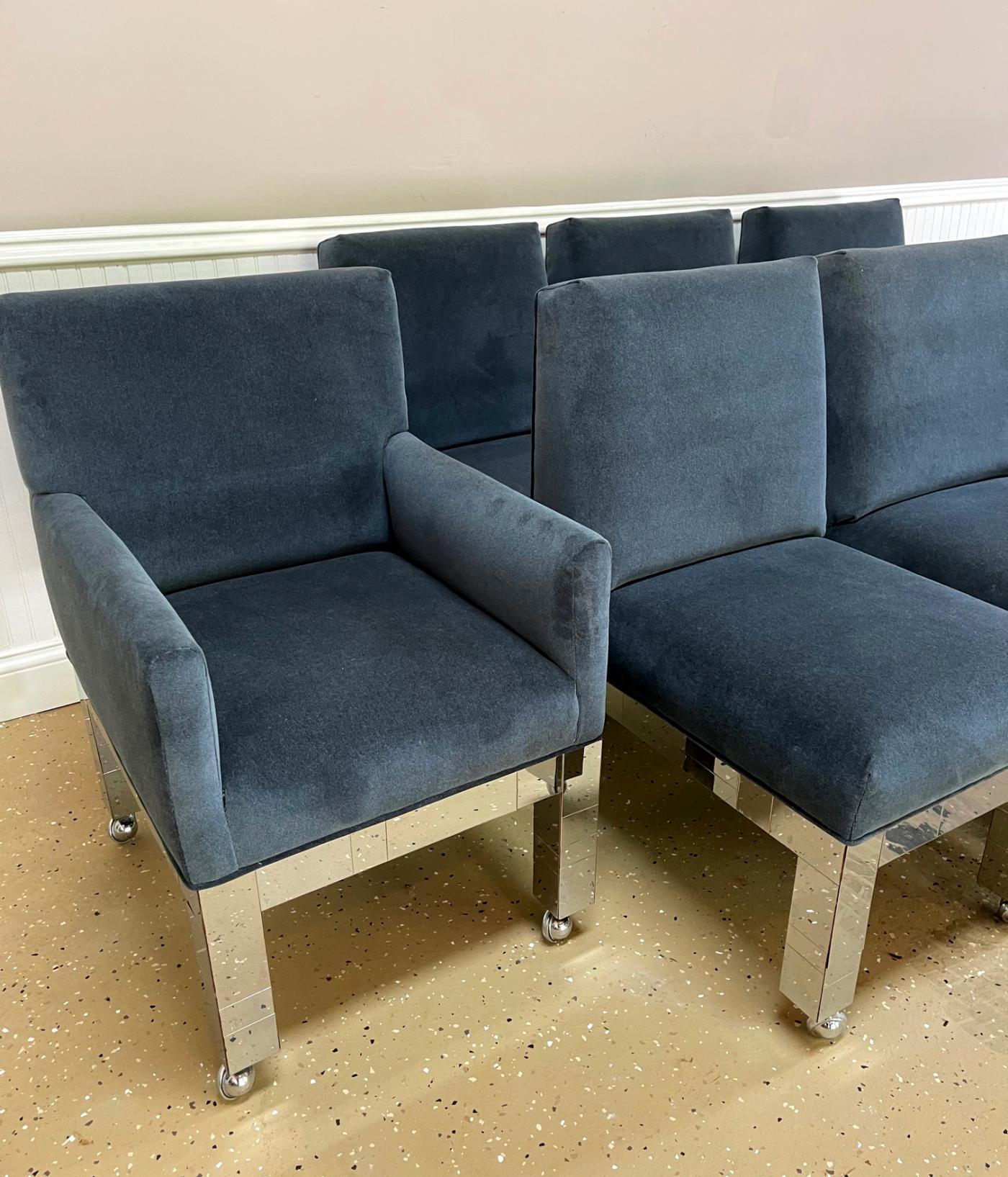 Paul Evans - Set of Eight Chrome Cityscape Dining Chairs by Paul Evans ...