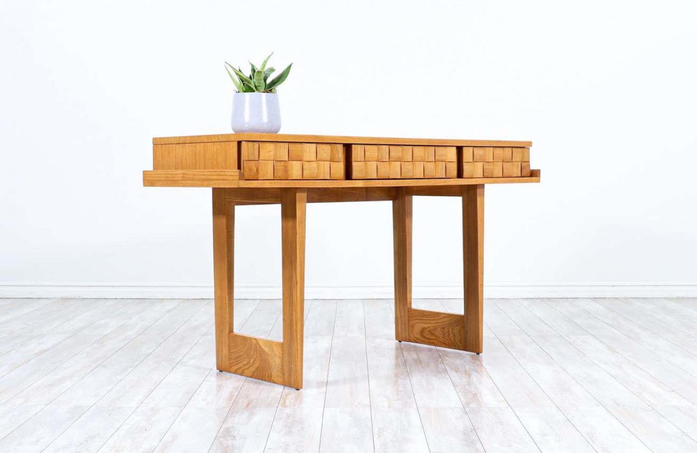 Paul László - Paul Laszlo "Basket Weave" Desk / Console Table for Brown ...