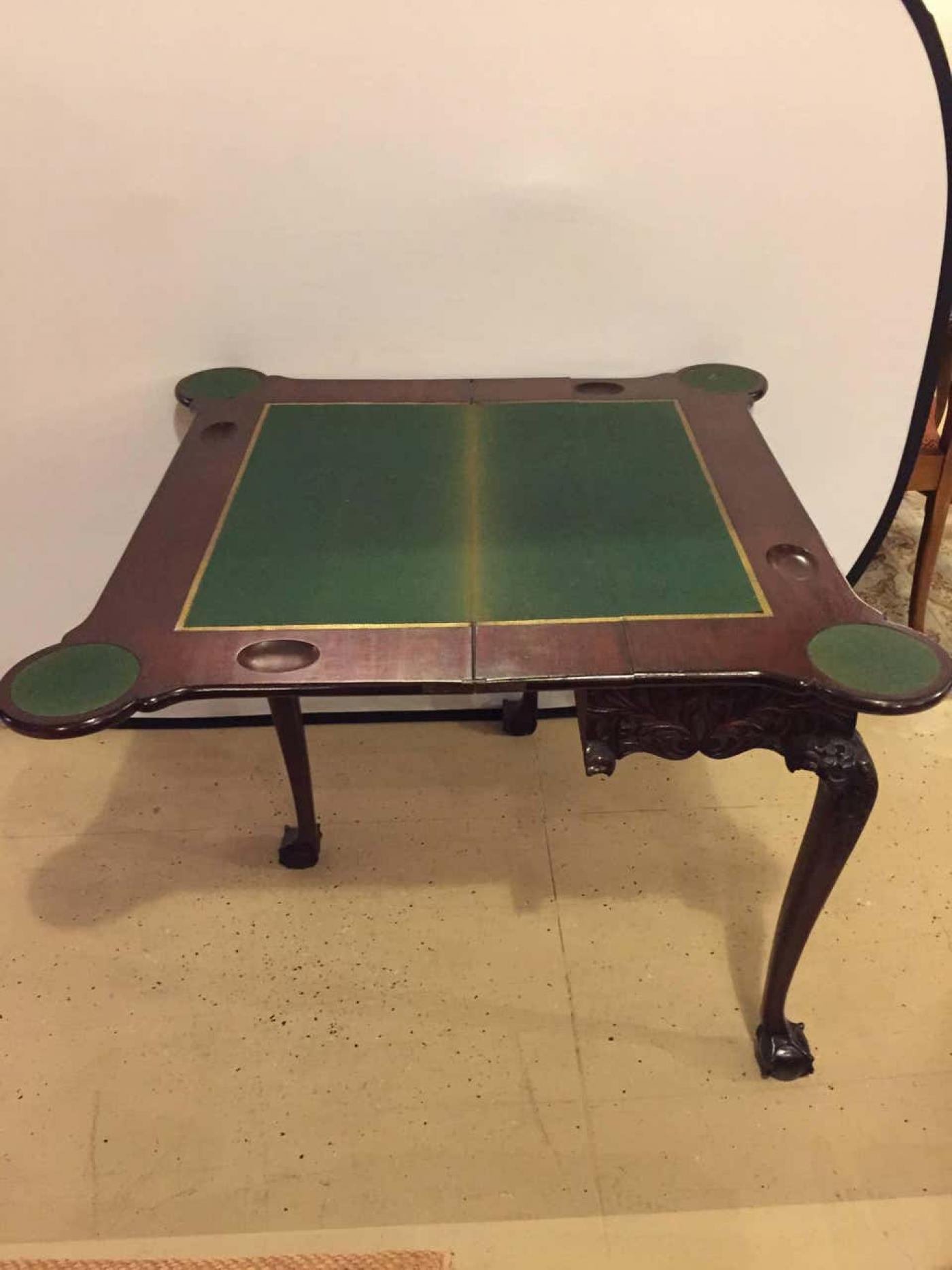 Period 1820s Irish Card / Tea Tables Solid Mahogany with Later Carvings