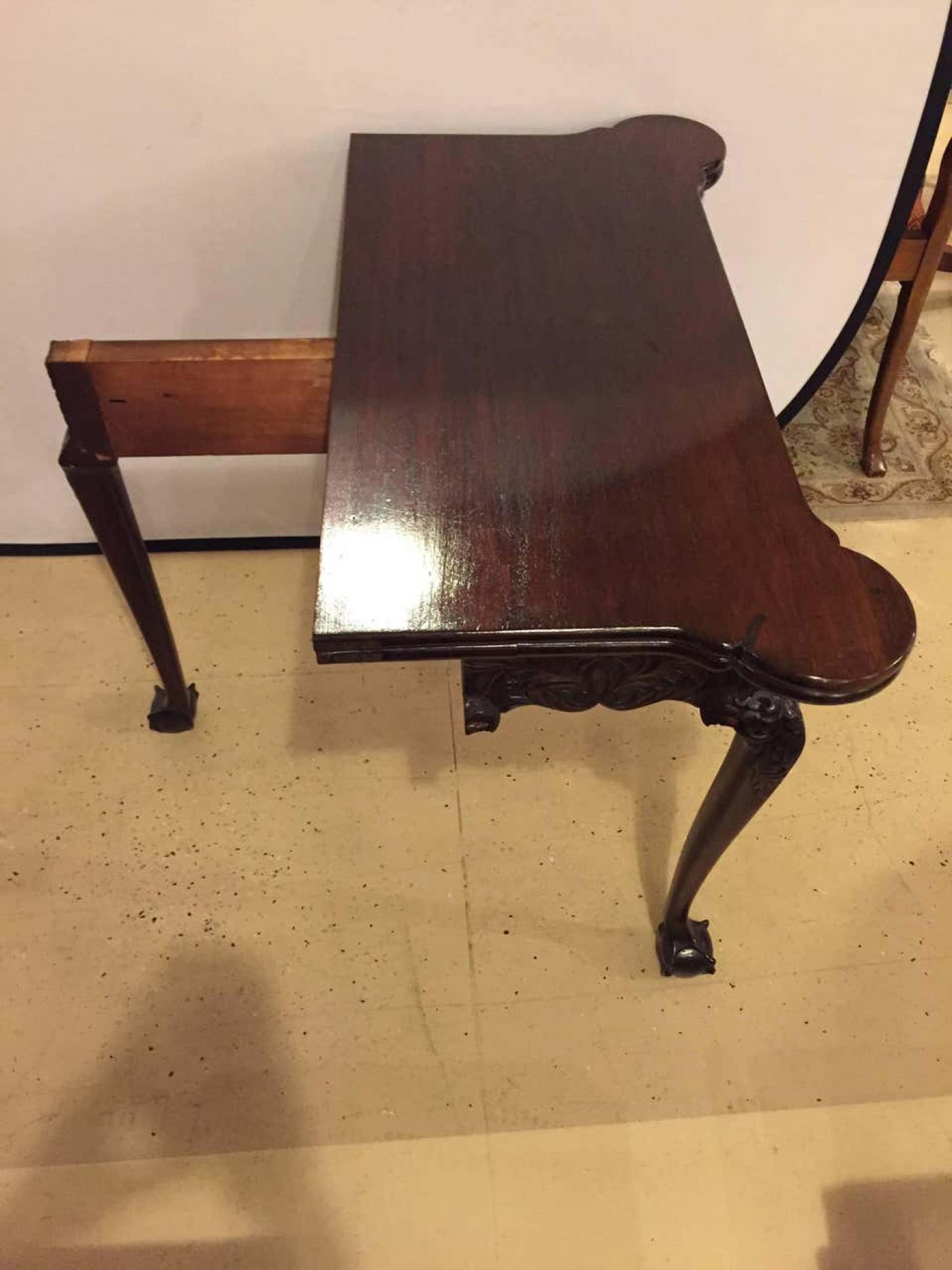 Period 1820s Irish Card / Tea Tables Solid Mahogany with Later Carvings