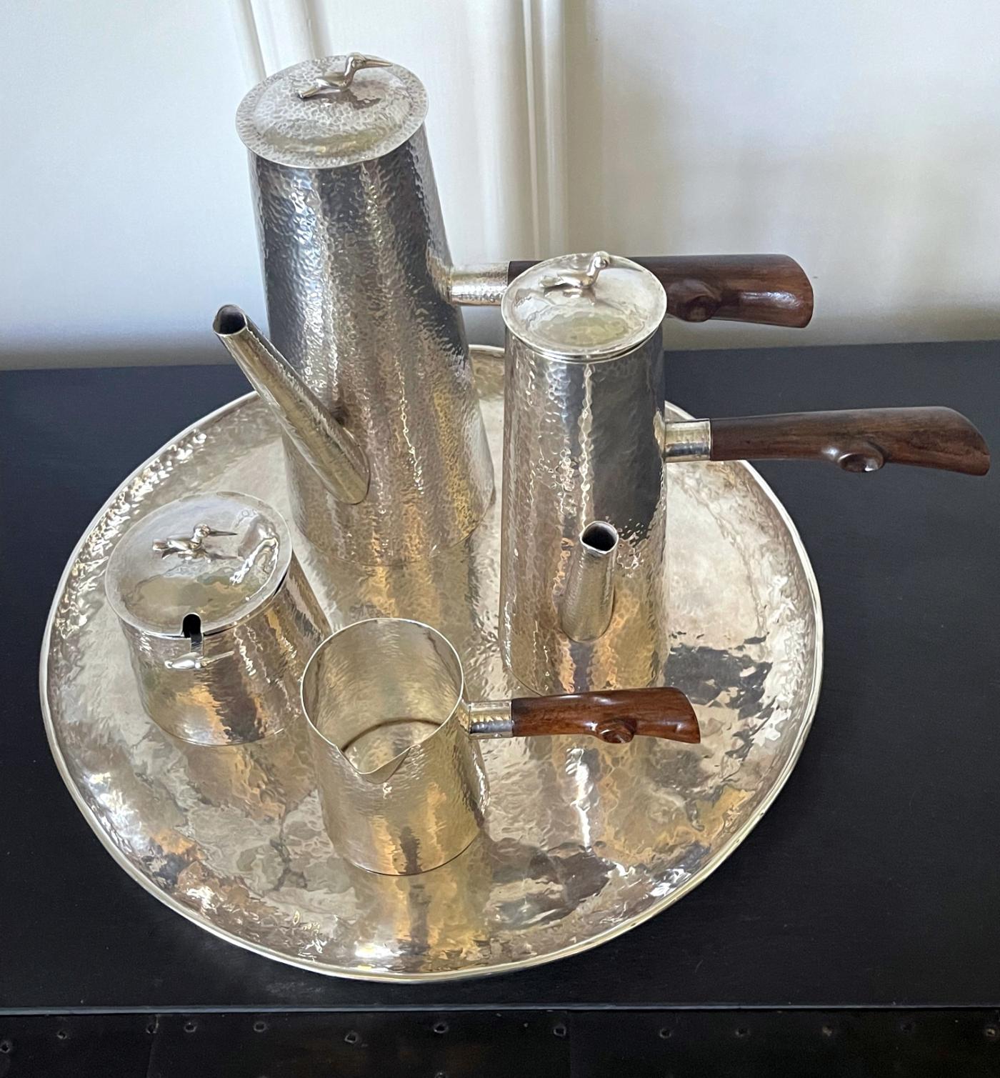 Peruvian Modernistic Sterling Silver Coffee Service Set
