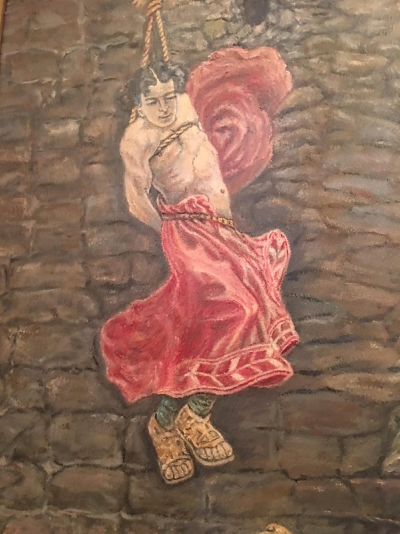 Peter Maier - MID CENTURY MEDIEVAL SACRIFICE TO LION DEN PAINTING