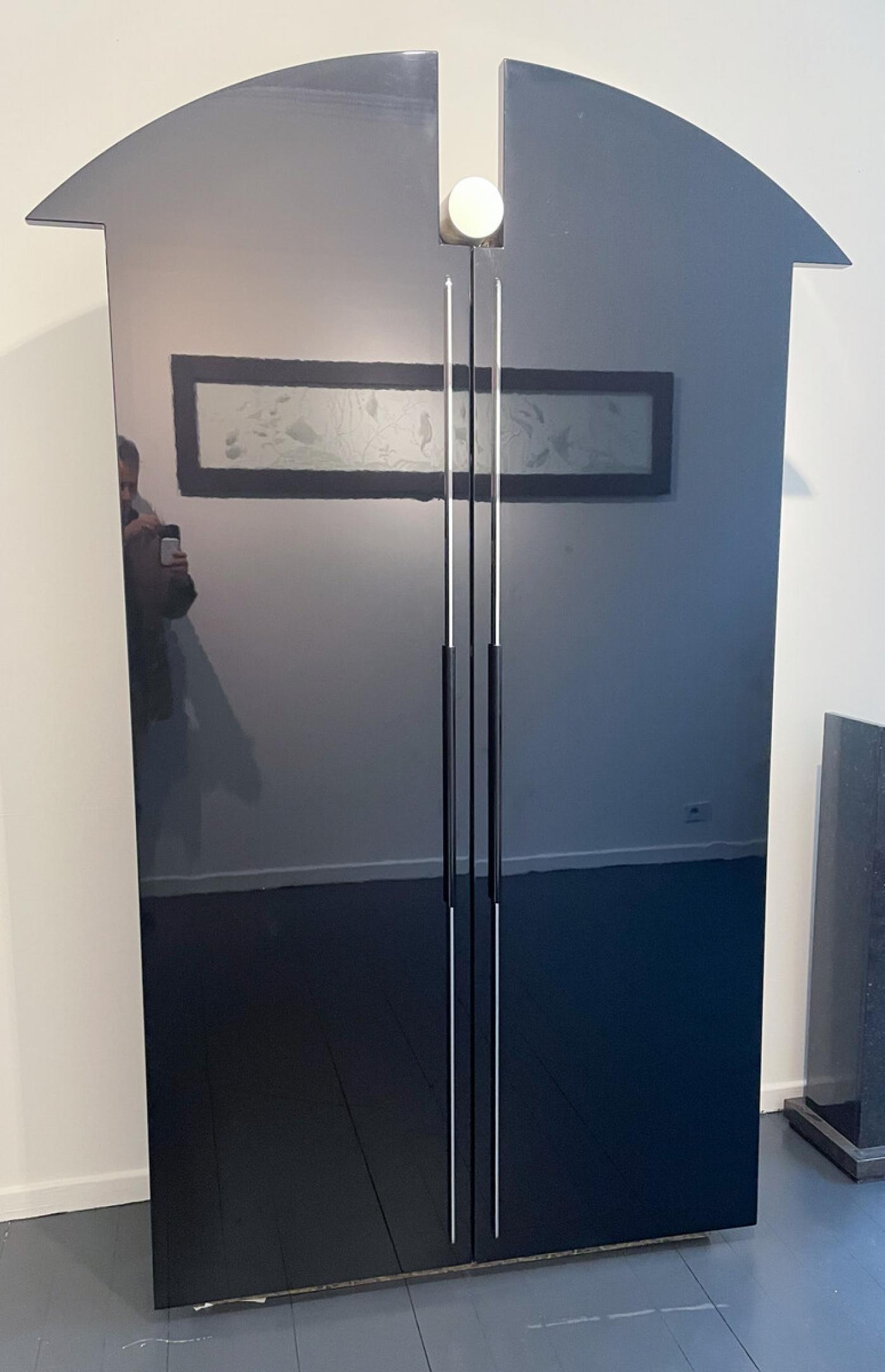 Peter Maly - Black Mirrored Sliding Door Cabinet by Peter Maly for ...